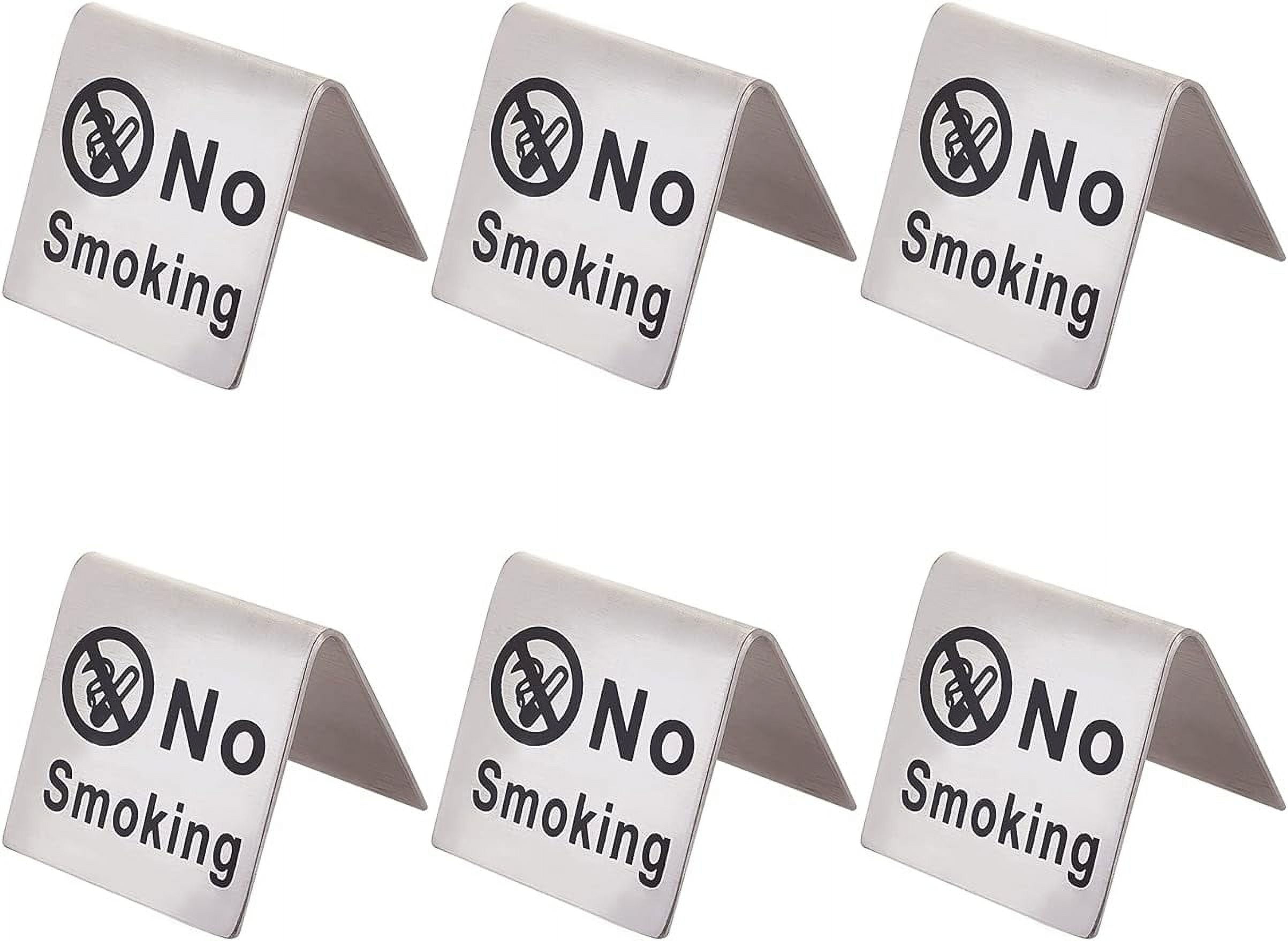 6Pcs Stainless Steel No Smoking Table Sign Double Side Stainless Steel ...