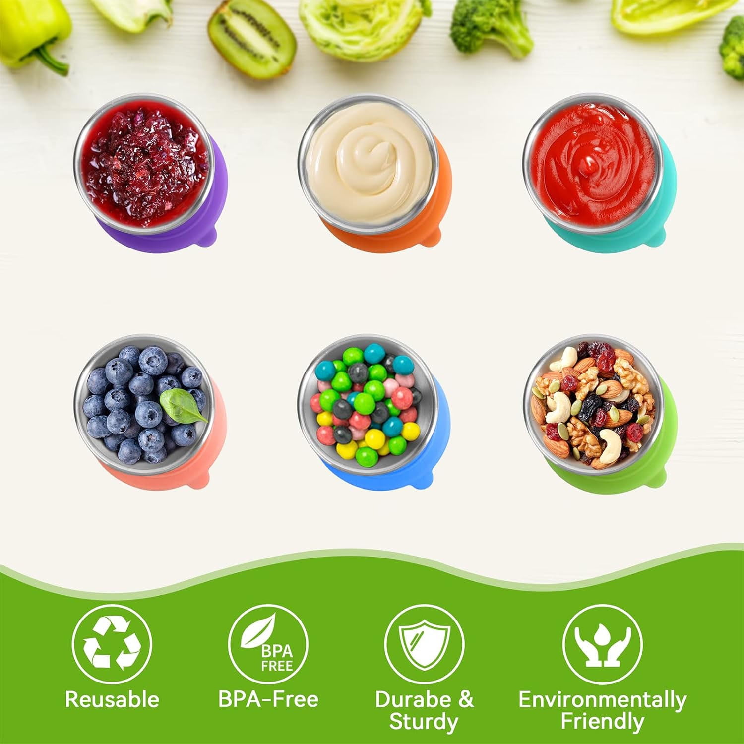 6Pcs Stainless Steel Salad Dressing Container to Go, 1.7 oz Capacity ...