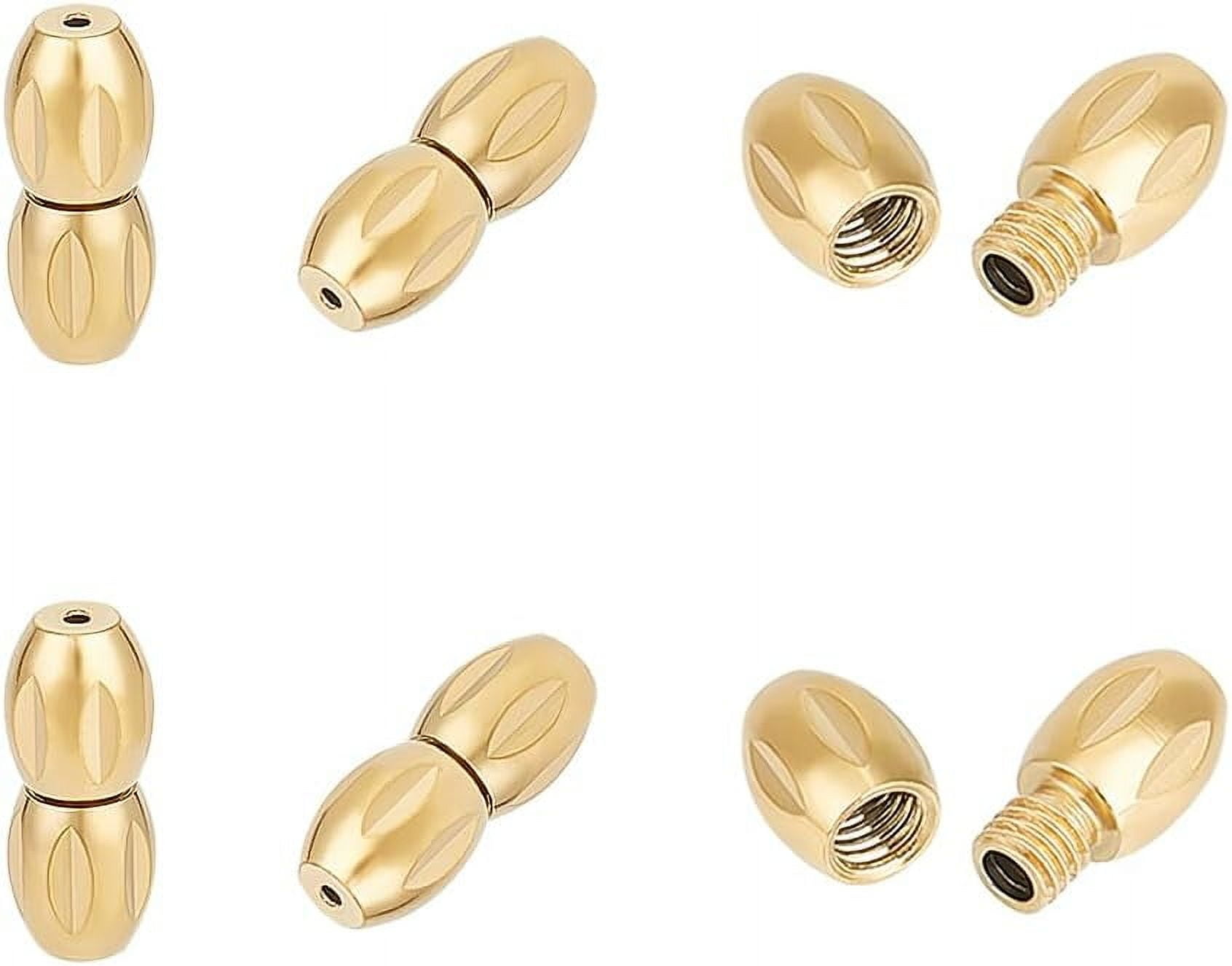 6Pcs Stainless Steel Screw Clasps Oval Golden End Tip Barrel Clasps ...