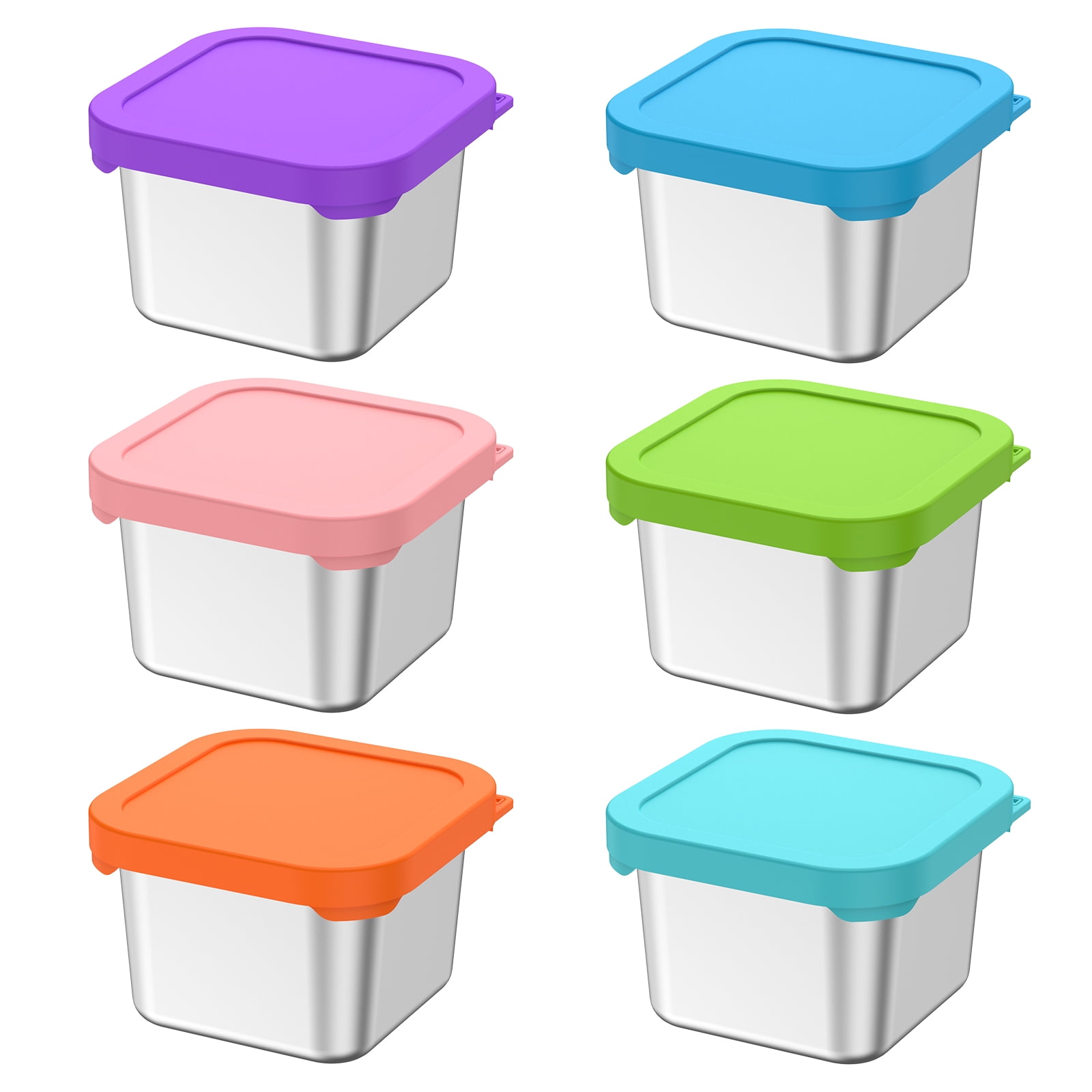 6Pcs Stainless Steel Snack Containers 6oz Dipping Sauce Cups Leakproof ...