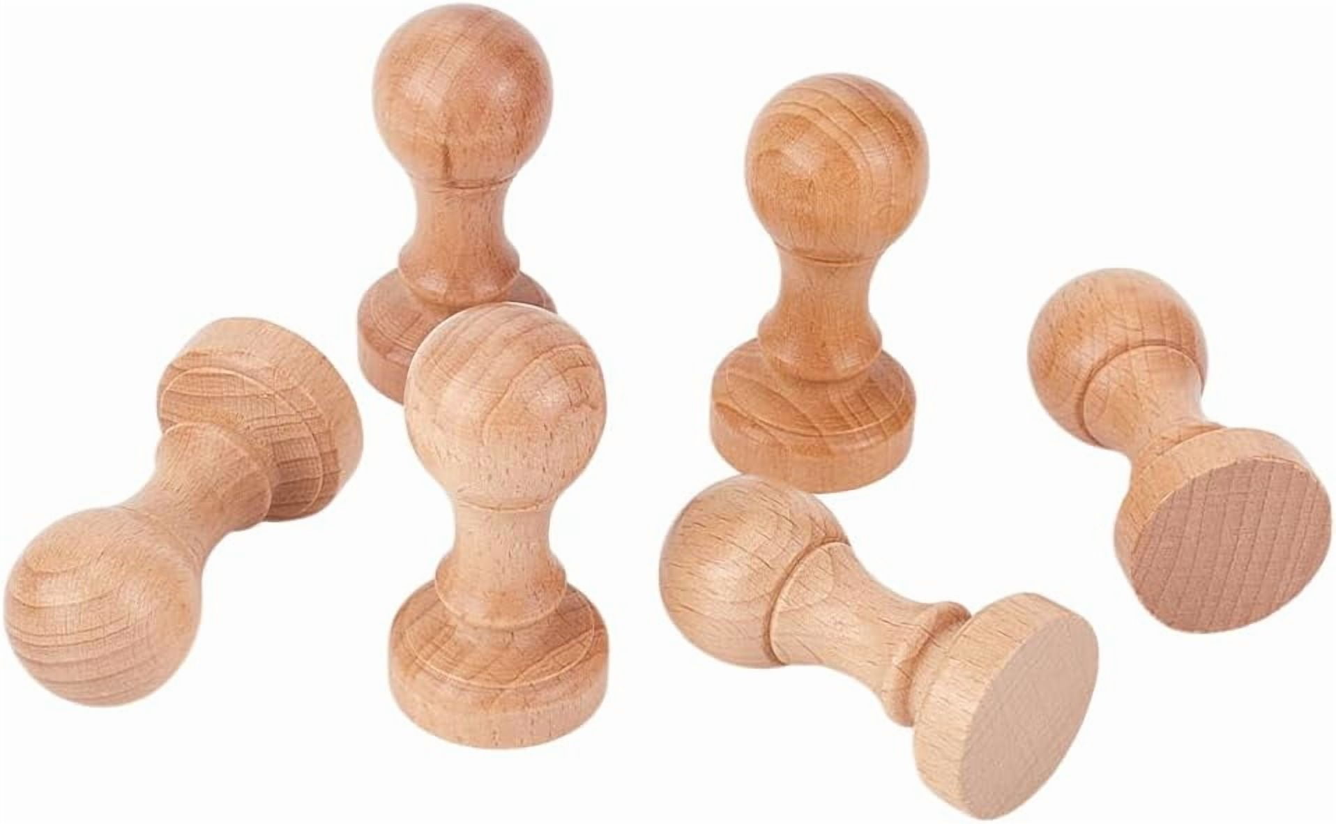 6Pcs Stamp Wood Round Handle 30mm Wooden Knobs Round Wooden Drawer ...