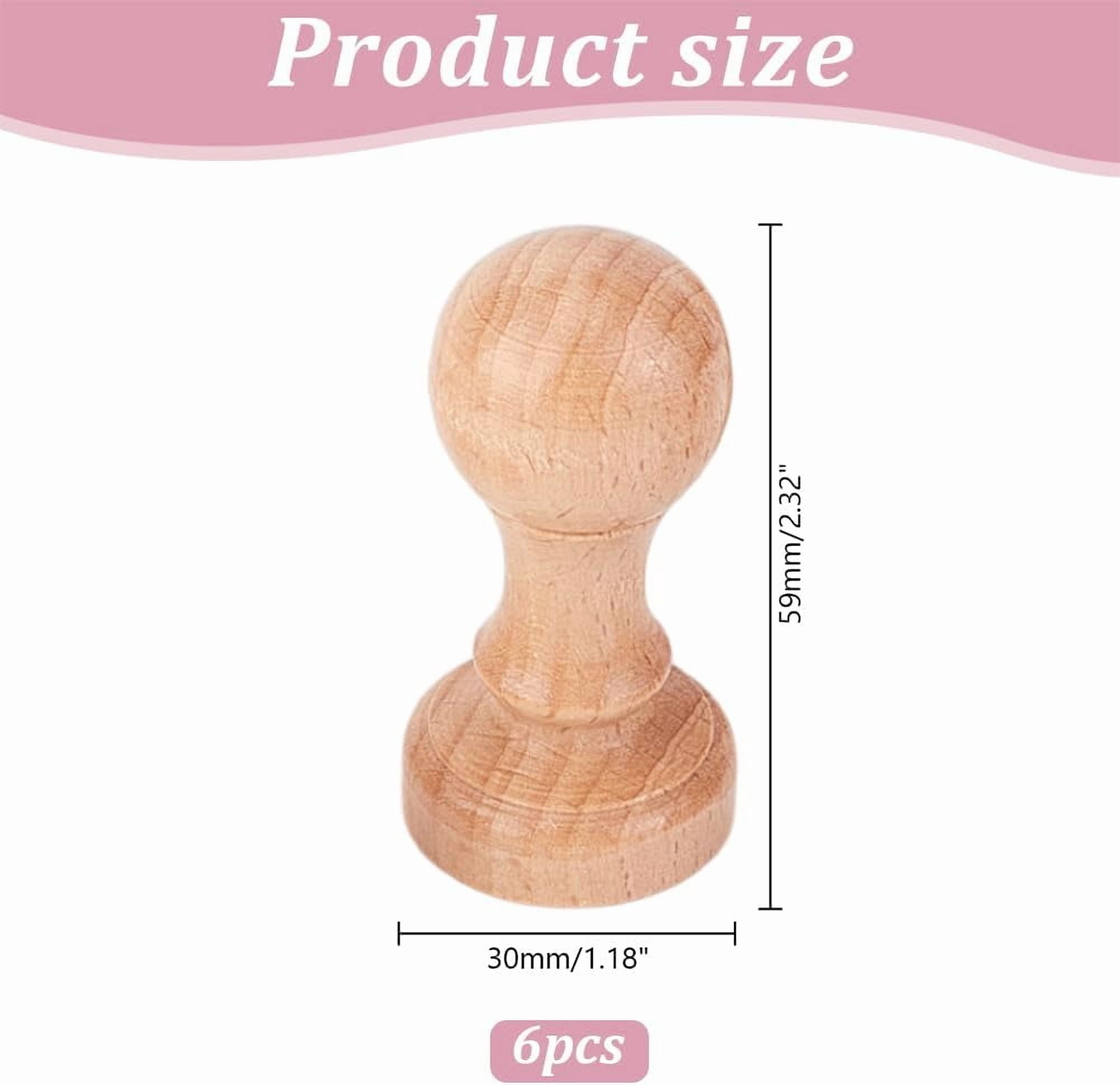 6Pcs Stamp Wood Round Handle 30mm Wooden Knobs Round Wooden Drawer ...