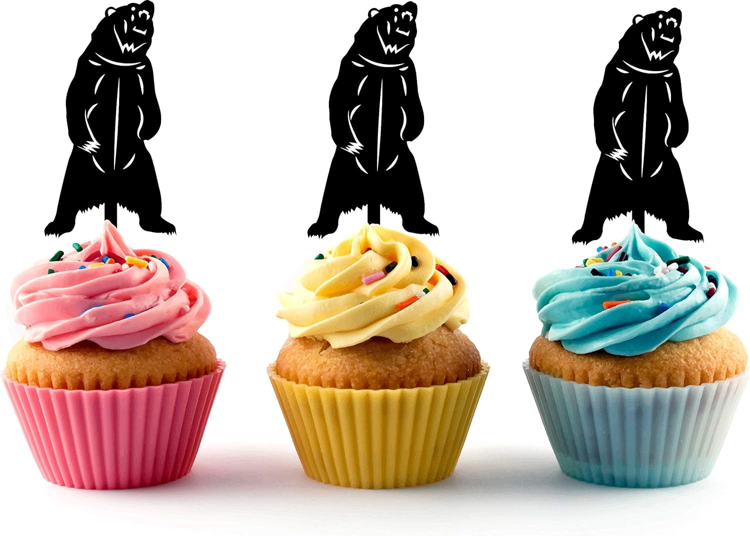 6Pcs Standing Polar Bear Silhouette Acrylic Cupcake Toppers for Arctic ...