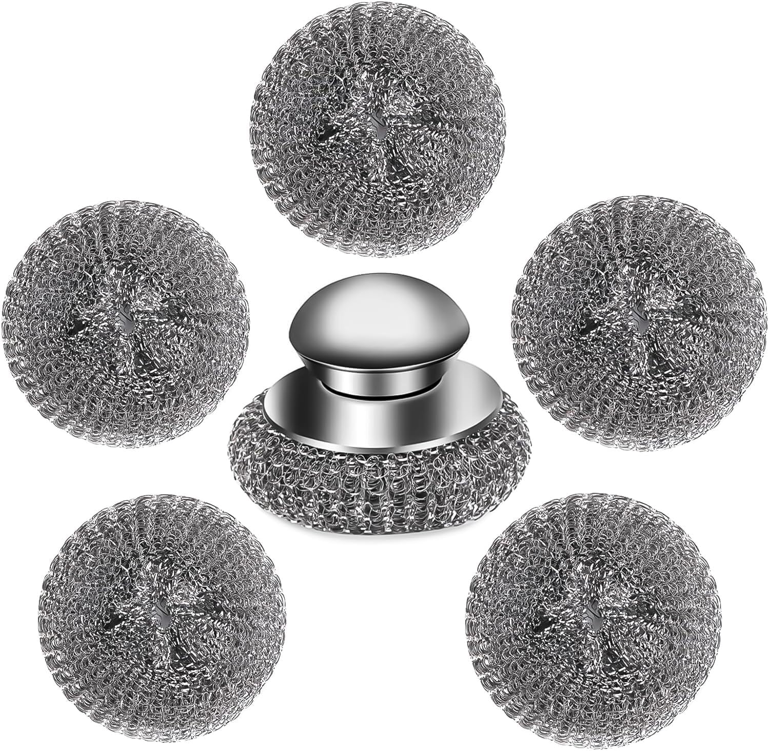 6Pcs Steel Wool Scrubber with Replacement Wire Pads Set, Stainless ...