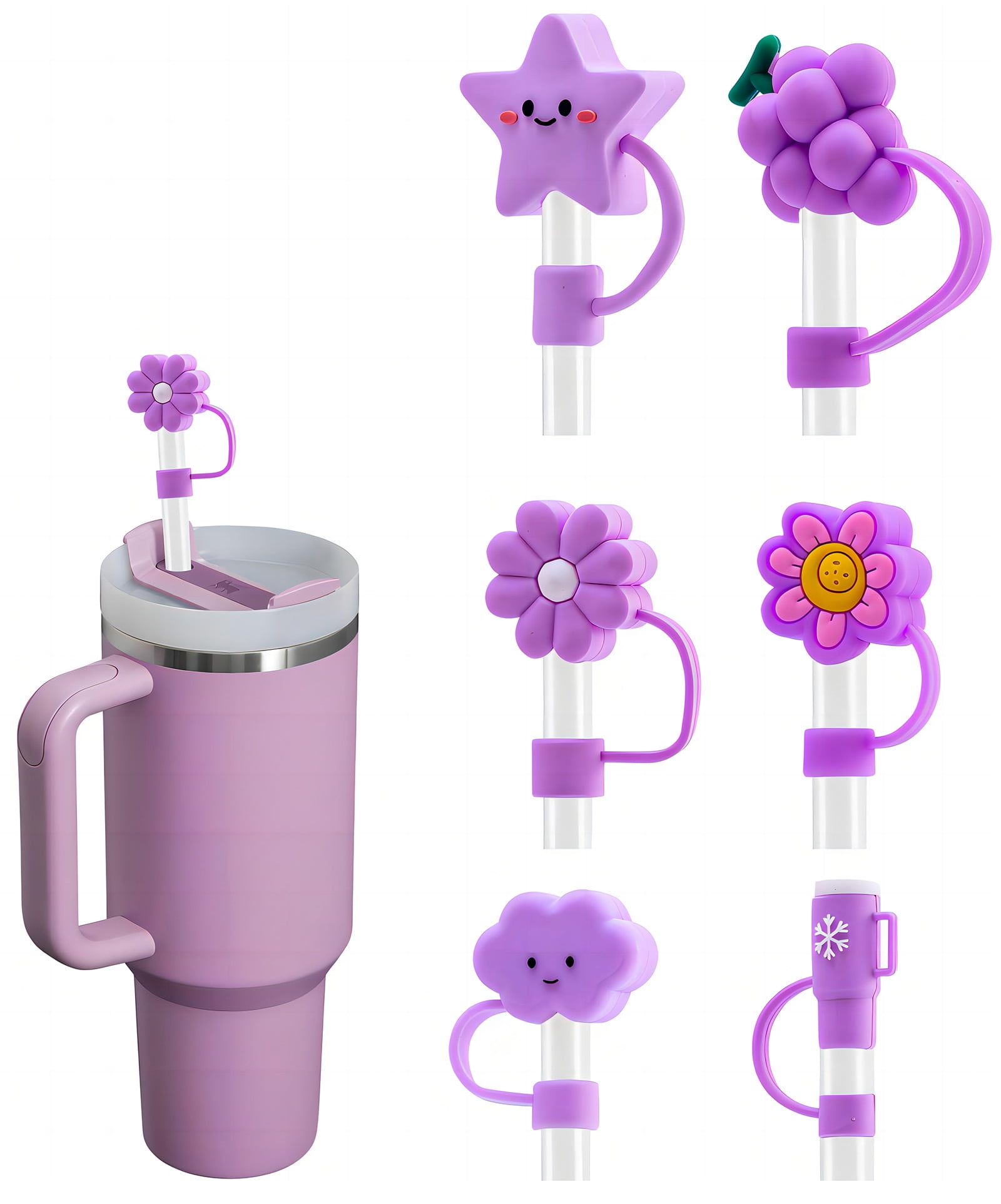 6Pcs Straw Covers Cap Compatible with Stanley Cups - 0.4in/10mm ...