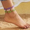 6Pcs Style Glass Seed Rondelle Beaded Stretch Anklets for Women Medium ...