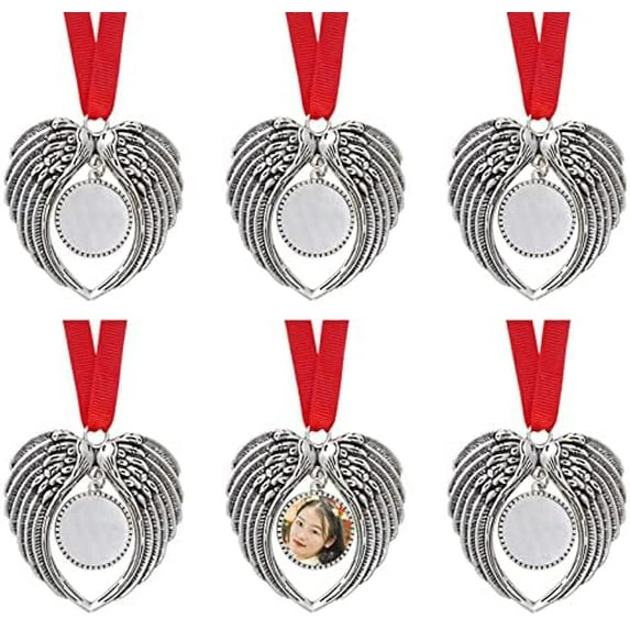 6Pcs Sublimation Christmas Ornament Angel Wings Blanks Hot Transfer ...