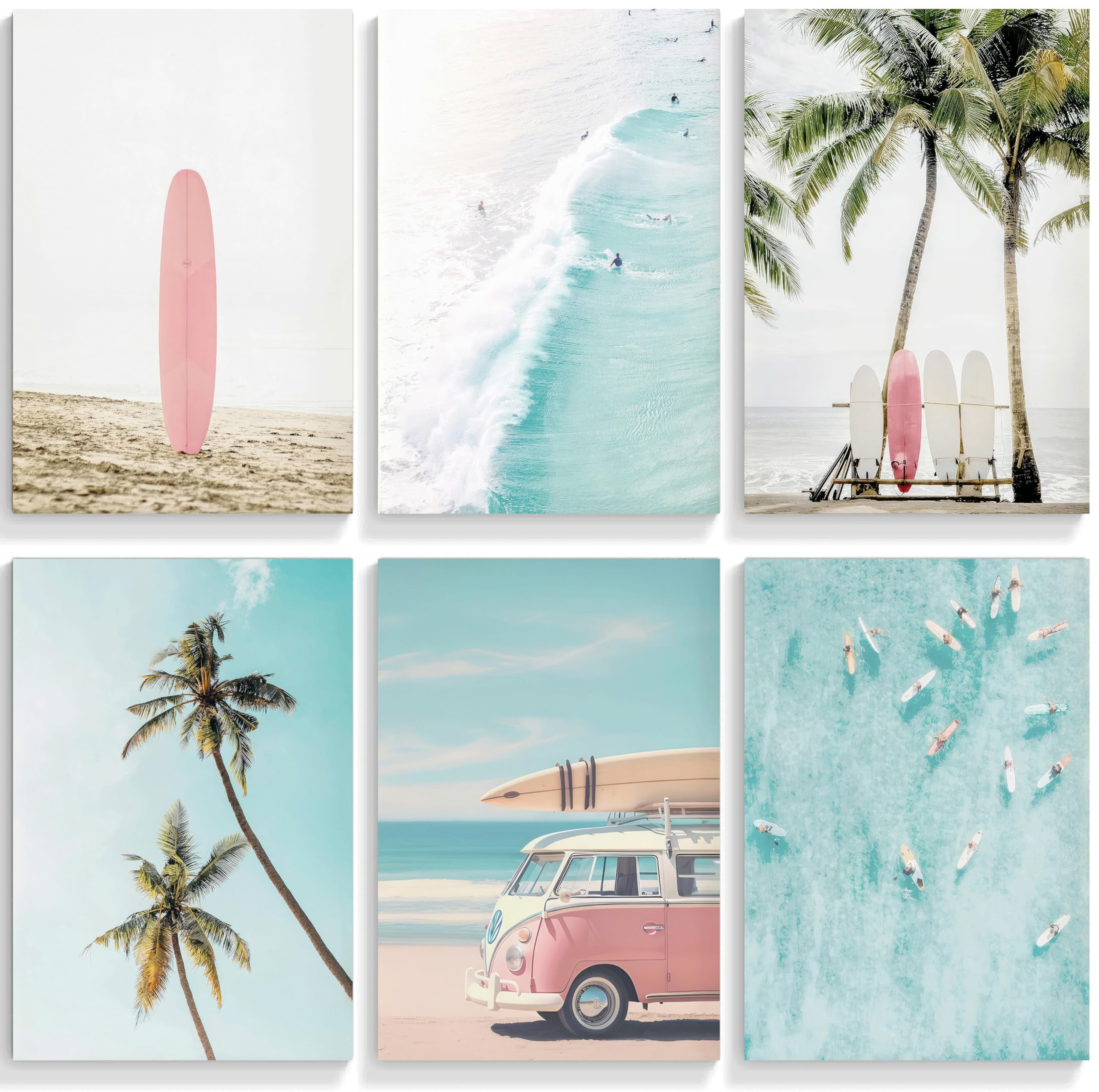 6Pcs Surf Canvas Wall Art Summer Beach Posters Ocean Coastal Wall Decor ...