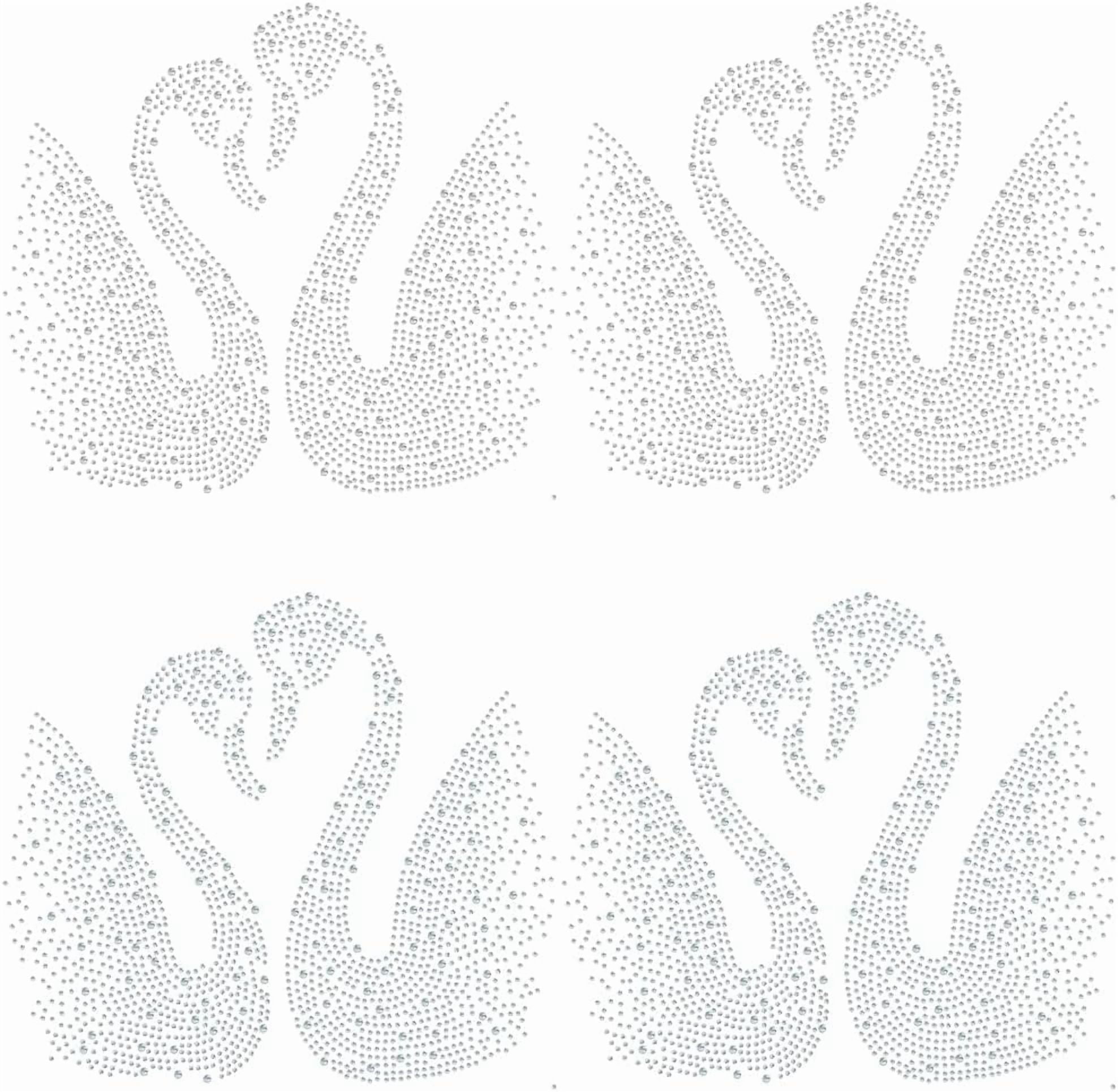 6Pcs Swan Pattern Rhinestone Decals Iron On Transfer Sheets Sparkle ...