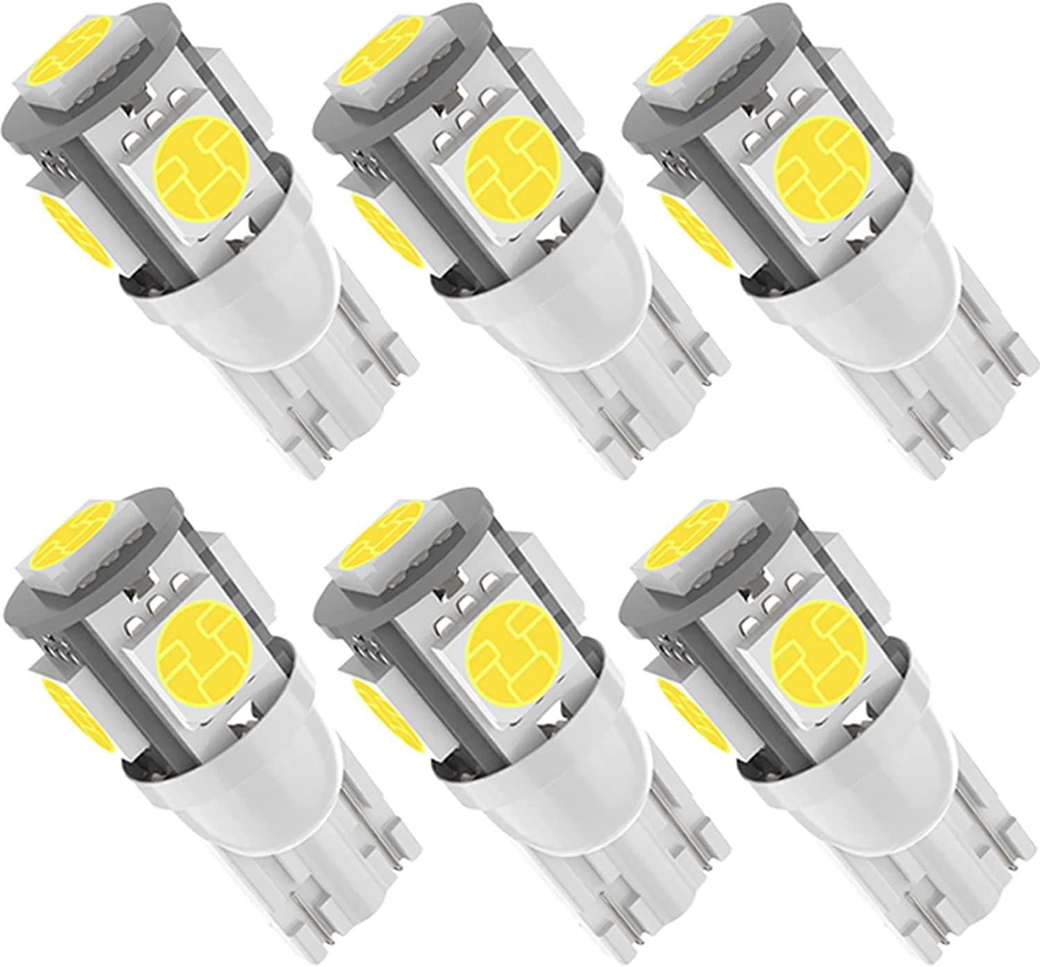6Pcs T10 194 168 Led Car Bulb 6000K White Light,Sherry Upgrade 5 SMD ...