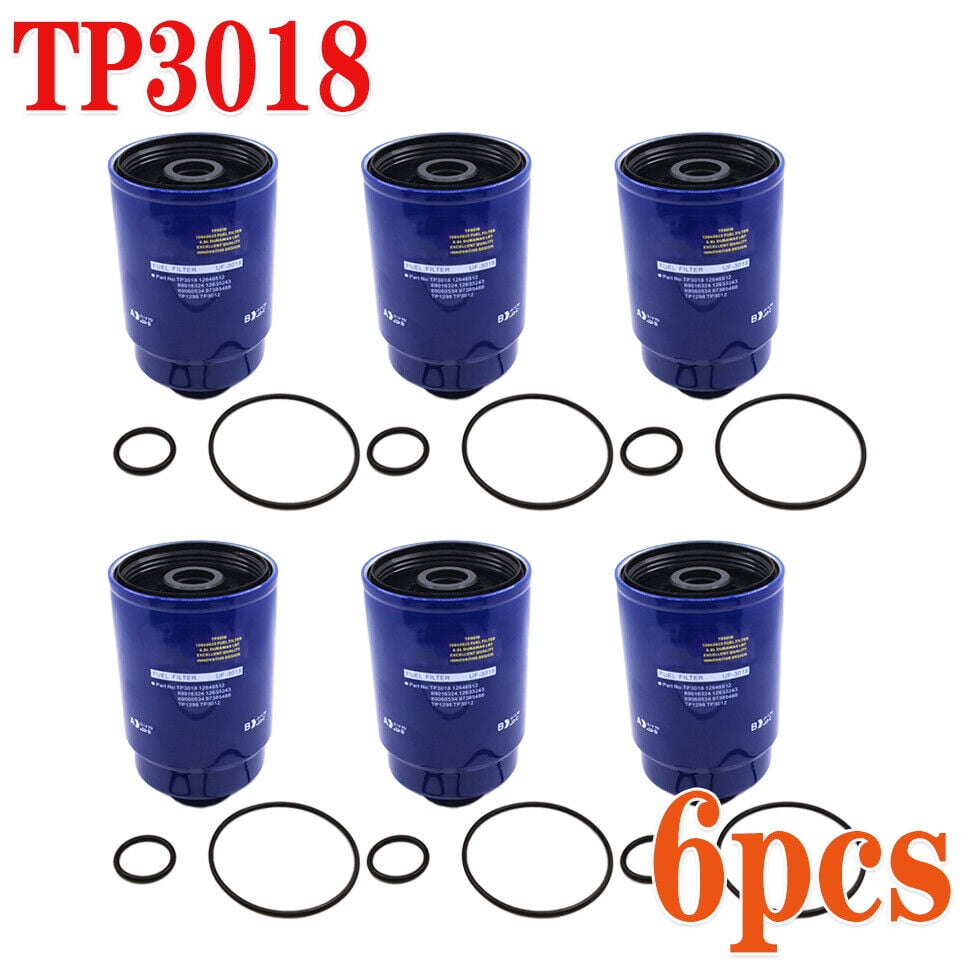 6Pcs TP3018 Fuel Filter Fit For 6.6L Duramax Diesel 2007-2015 Chevy GMC ...