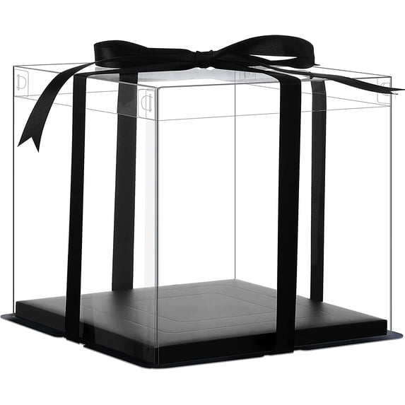 6Pcs Tall Cake Boxes Clear cake Box with Ribbon, 12x12x 10inch,Ideal ...