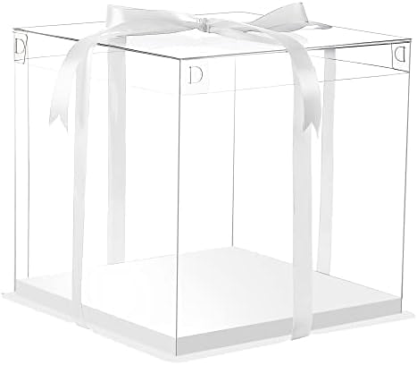 6Pcs Tall Cake Boxes Clear cake Box with Ribbon, 12x12x 10inch,Ideal ...