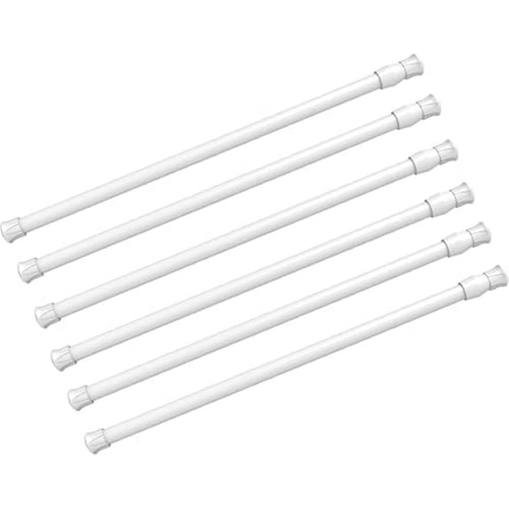 6Pcs Tension Rod Tier Window Short Curtain Rod,12 to 20inch, White ...