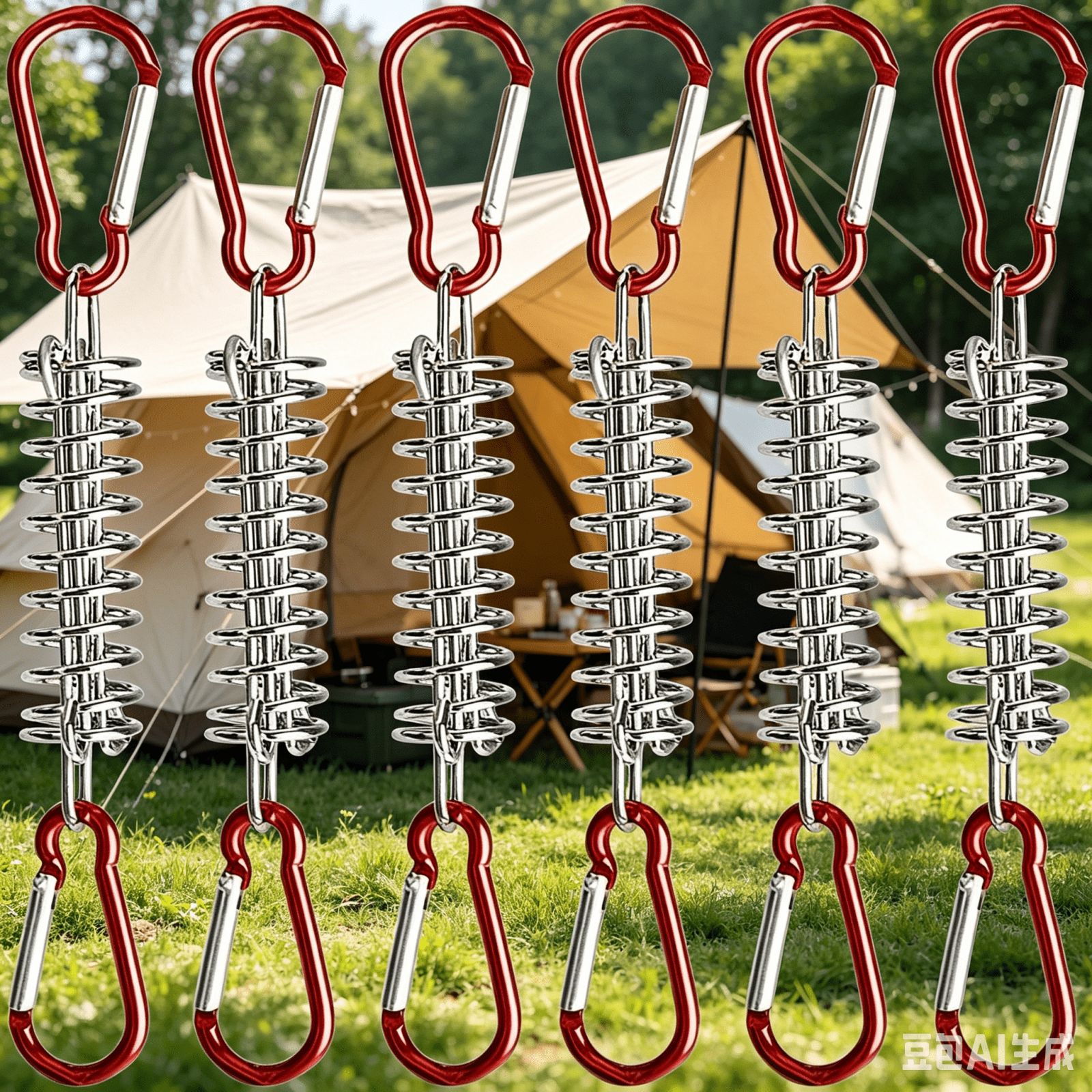 6Pcs Tent Spring Fixed Buckle and 12 pcs Hook Set Wind Rope Buckle ...