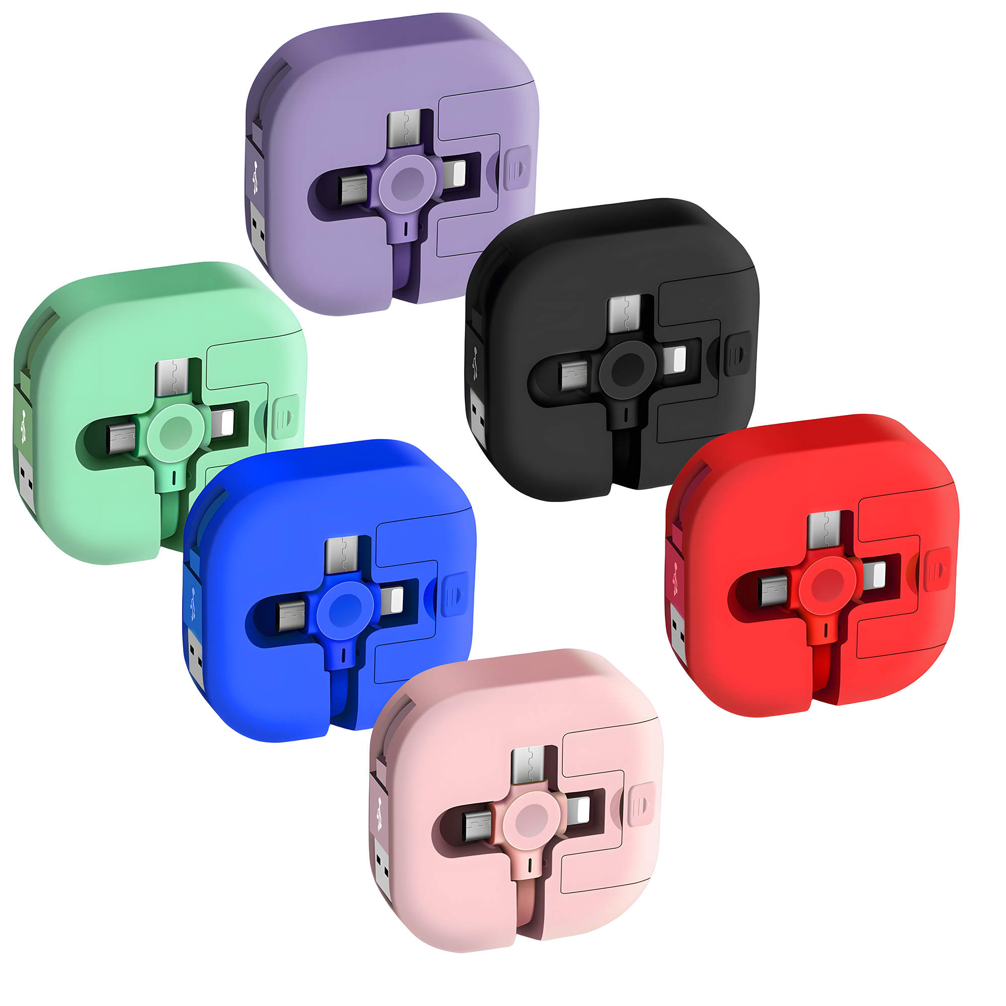 6Pcs Three in One Charging Cable Roll, Data Transfer,Retractable Phone ...