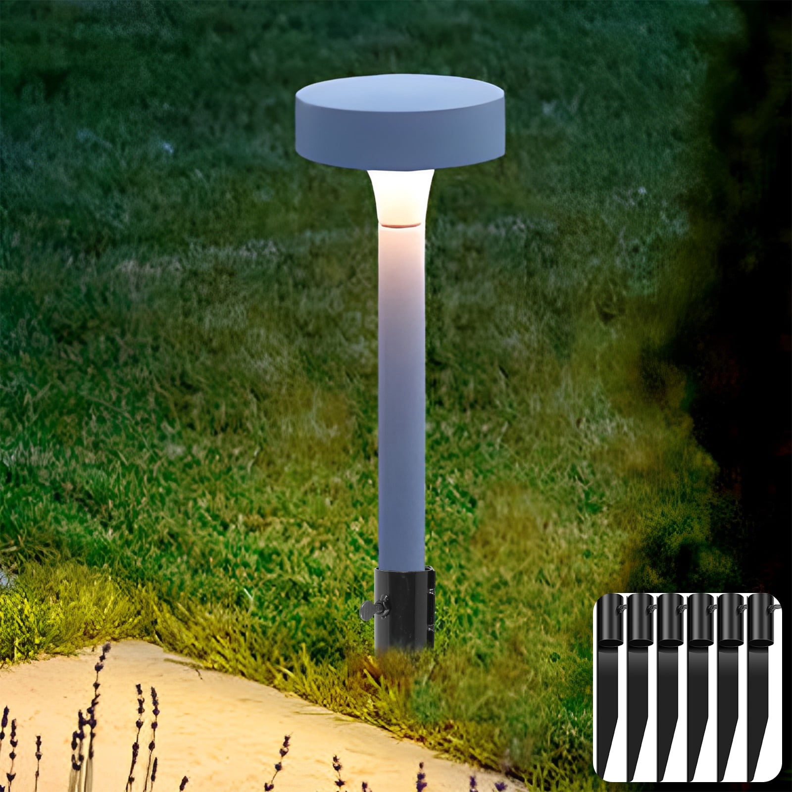 6Pcs Torch Stakes Heavy Duty Carbon Steel Solar Light Ground Spike ...
