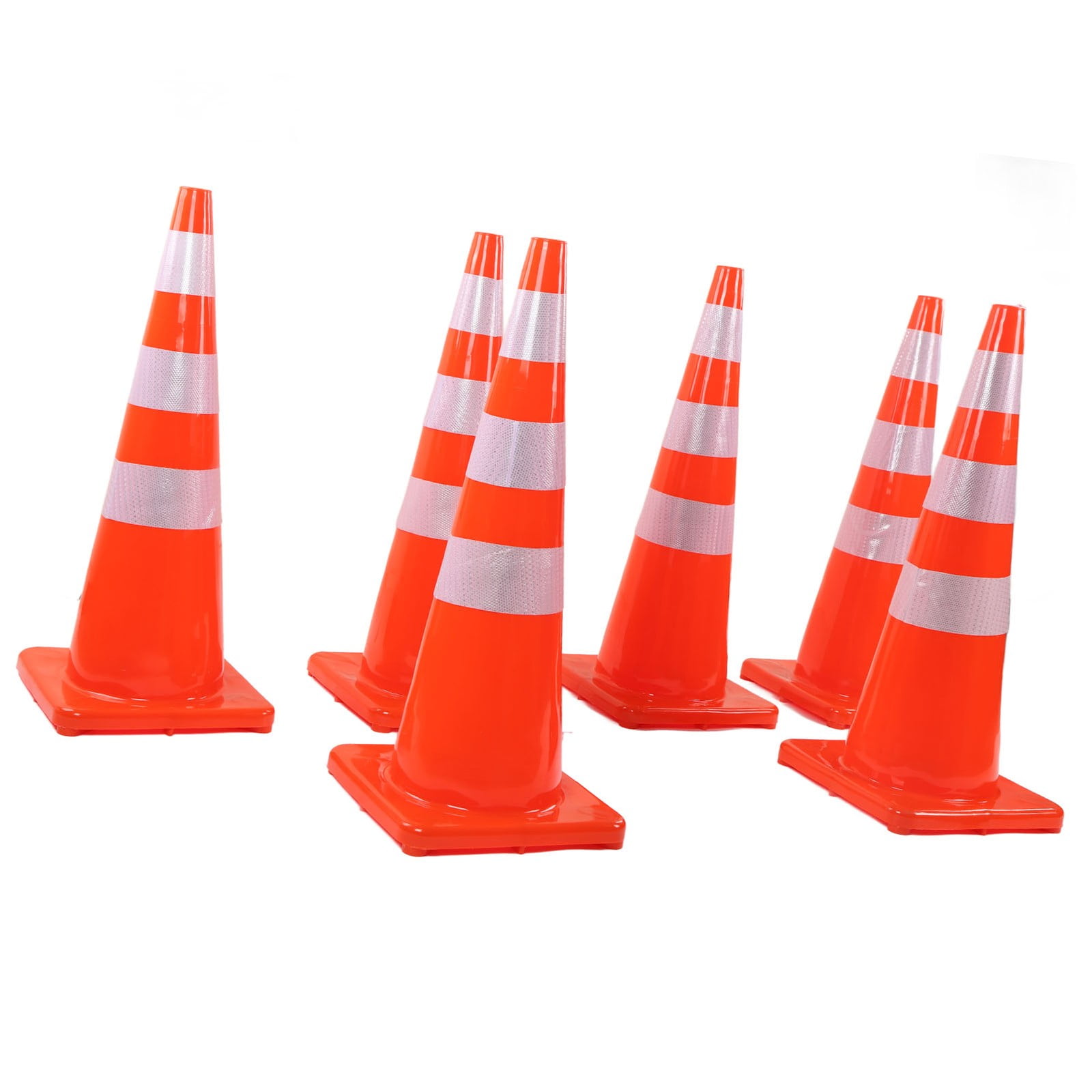6Pcs Traffic Cones Reflective Square Base Road Cones For Parking Lot ...