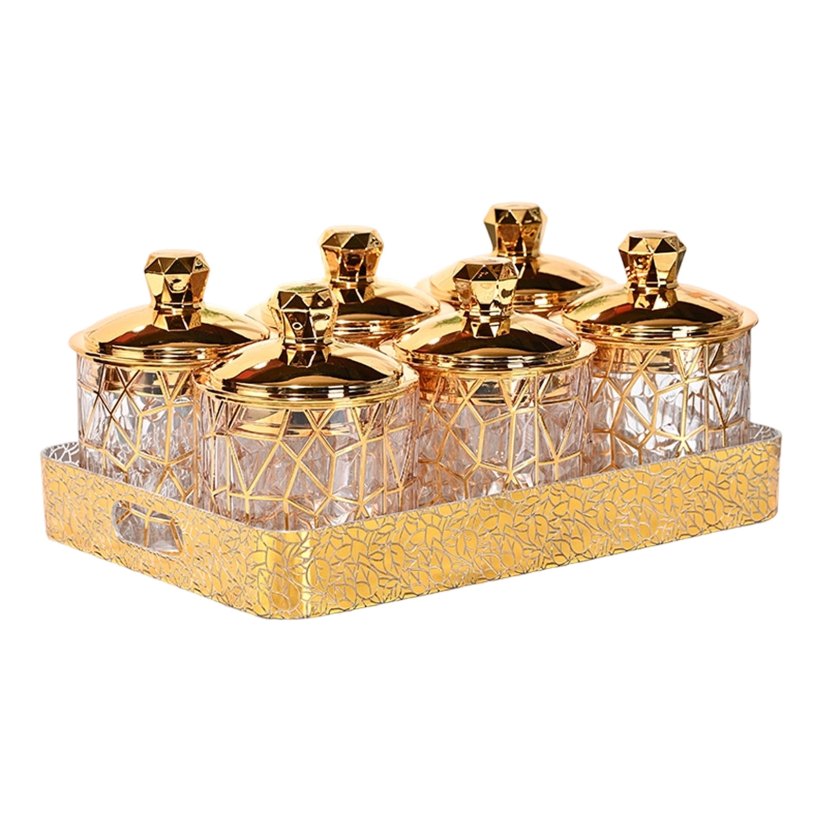 6Pcs Transparency Gold Trimmed Plastic Storage Container With Grade ...