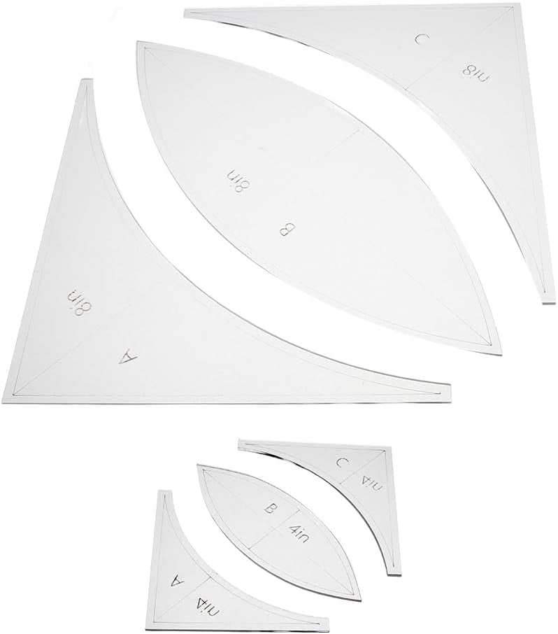 6Pcs Transparent Acrylic Quilting Templates 4/8 Inch Quilting Patchwork ...