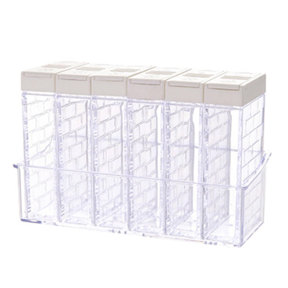 6-Pack Transparent Spice Jar Set, White Condiment Storage Bottles for ...