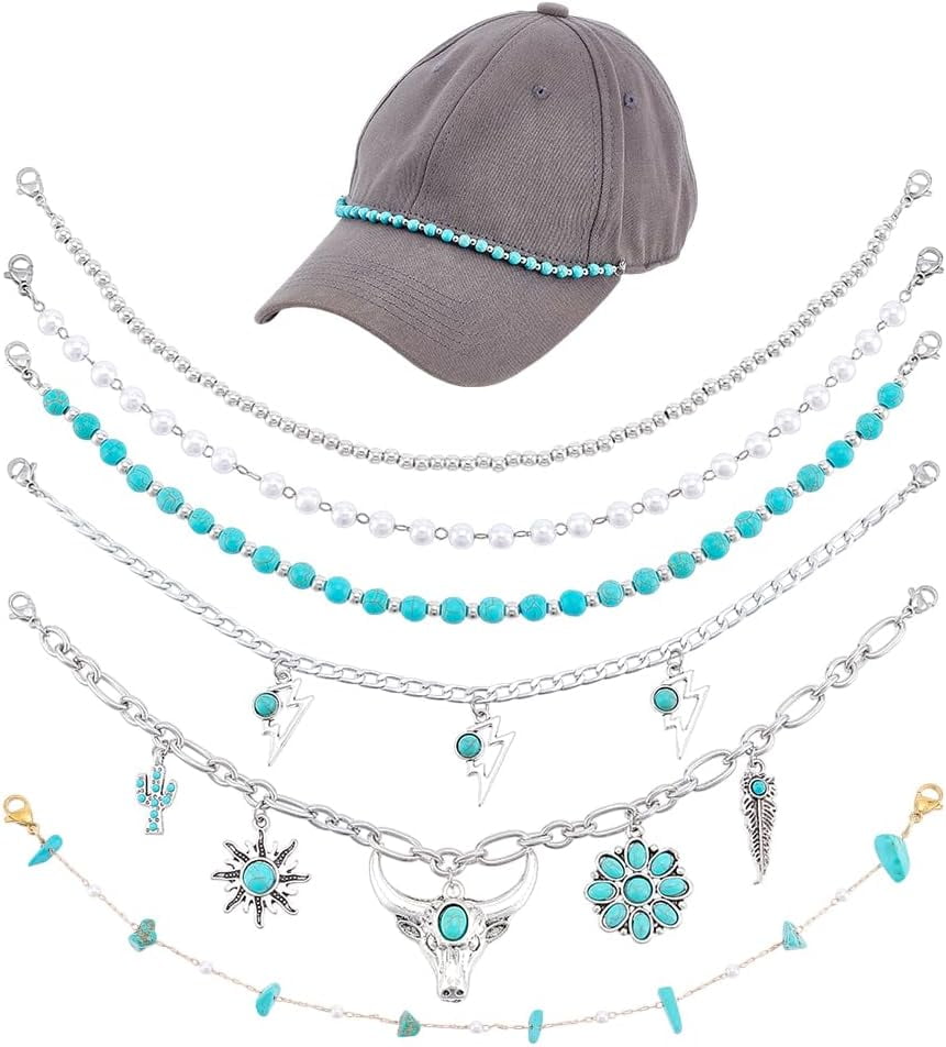 6Pcs Trucker Hat Chains Flower Cactus Cattle Head Chams Decorative ...