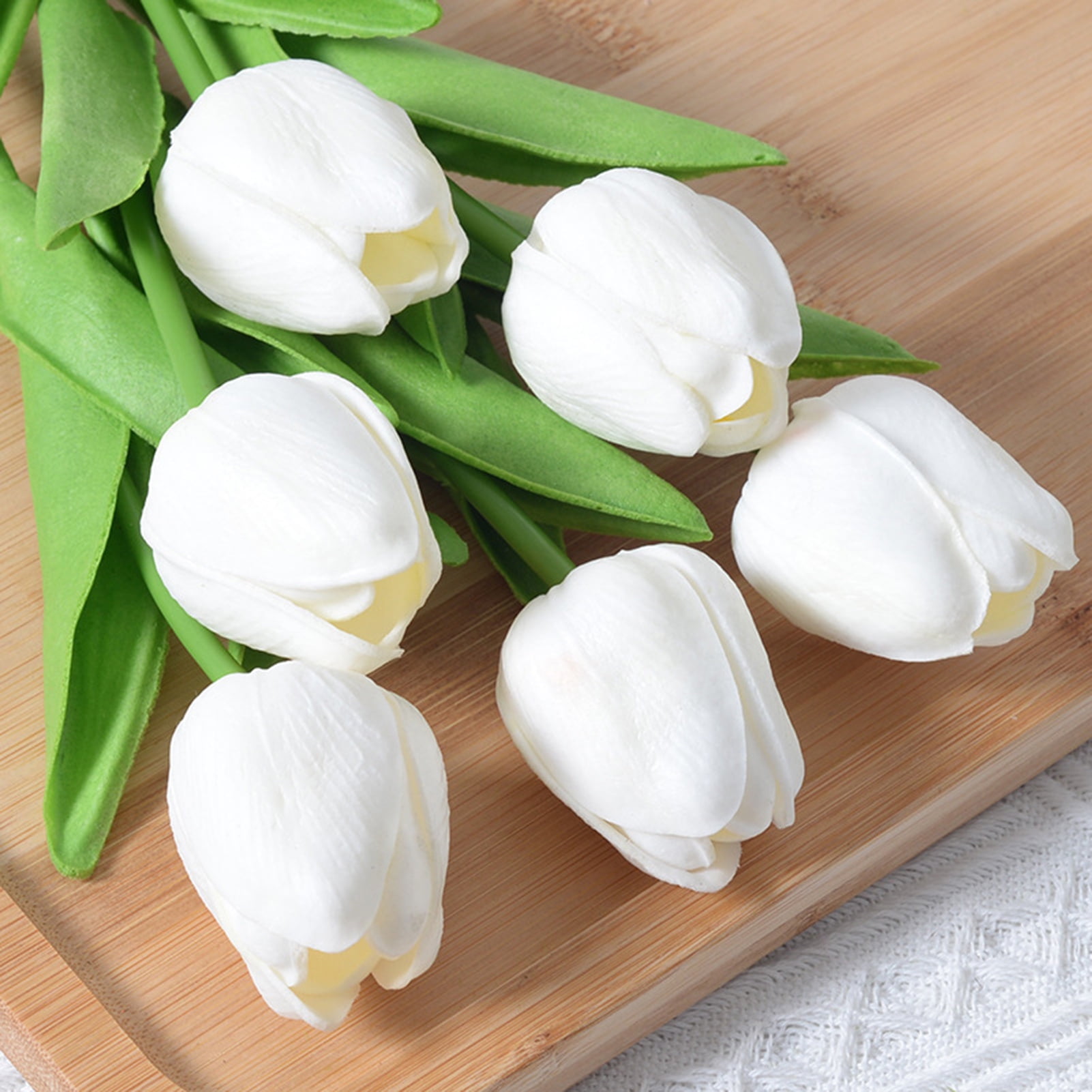 6Pcs Tulips Artifical Flowers Real Touch Faux Tulip Stems PU Tulip ...
