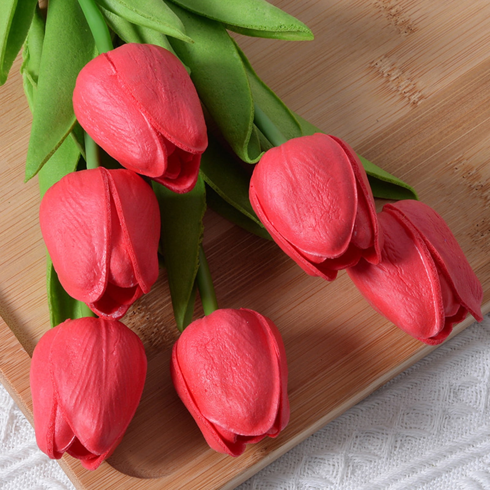 6Pcs Tulips Artifical Flowers Real Touch Faux Tulip Stems PU Tulip ...