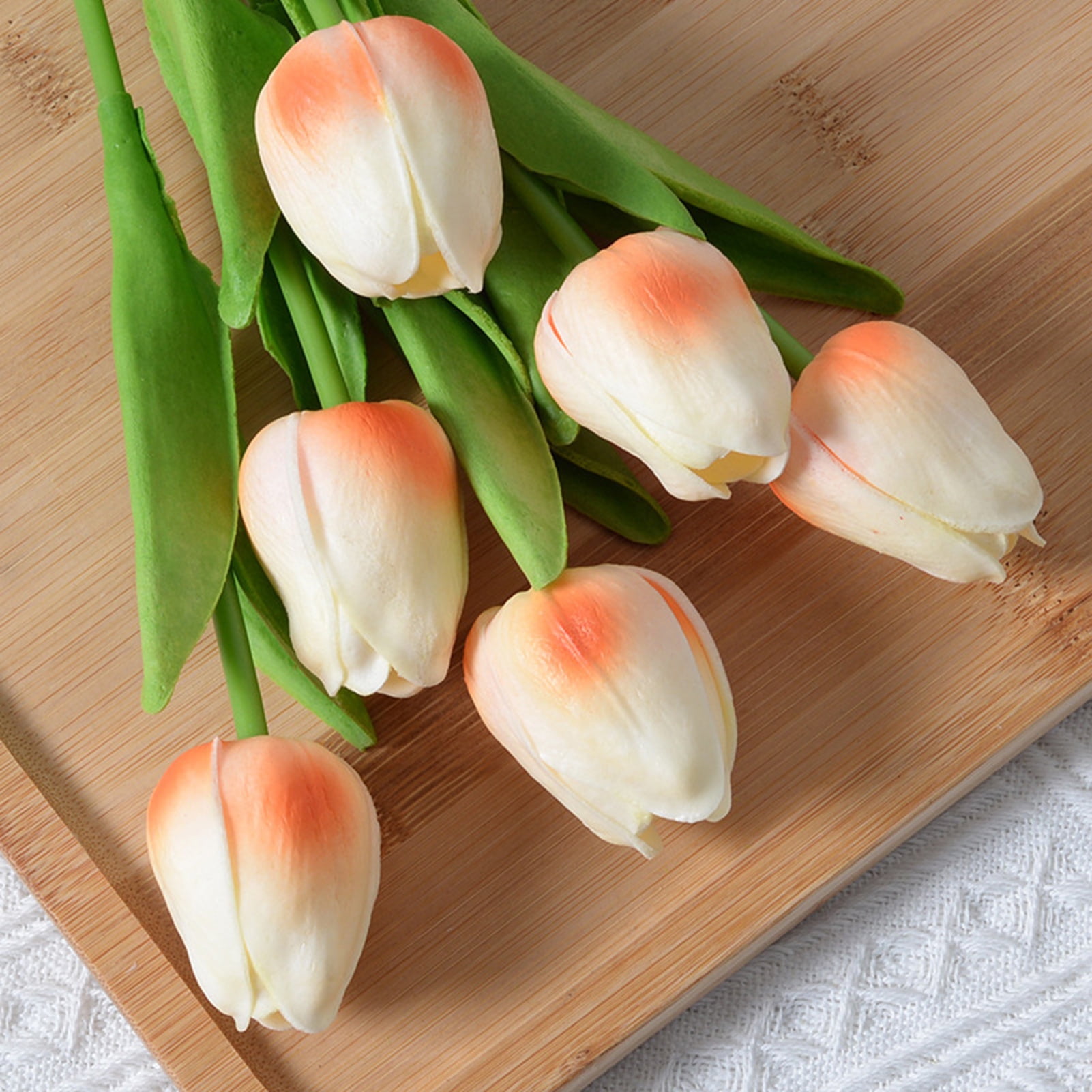 6Pcs Tulips Artifical Flowers Real Touch Faux Tulip Stems PU Tulip ...