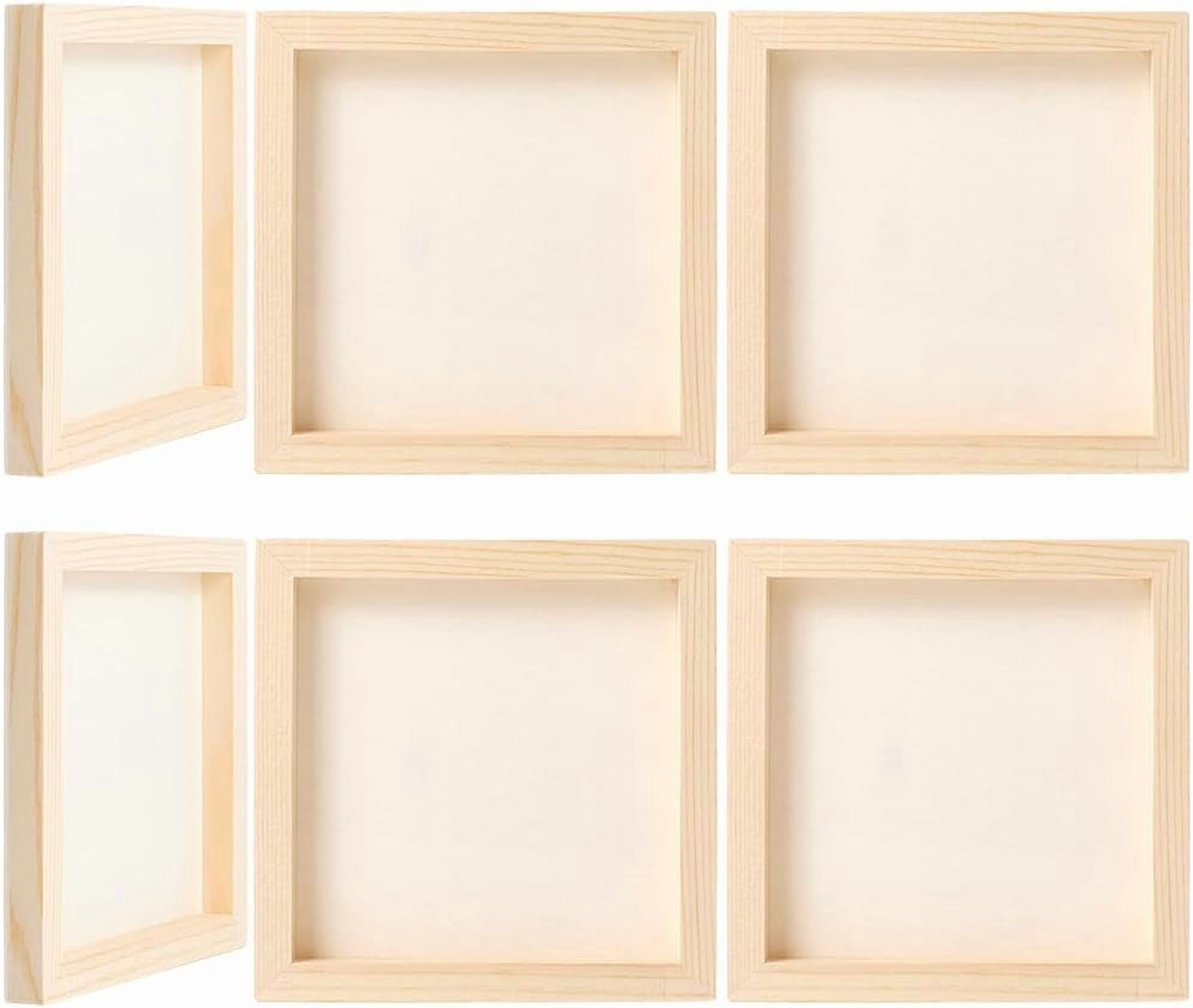 6Pcs Unfinished Wood Canvas Boards 14.8 x 14.8cm Square Wooden Cradled ...