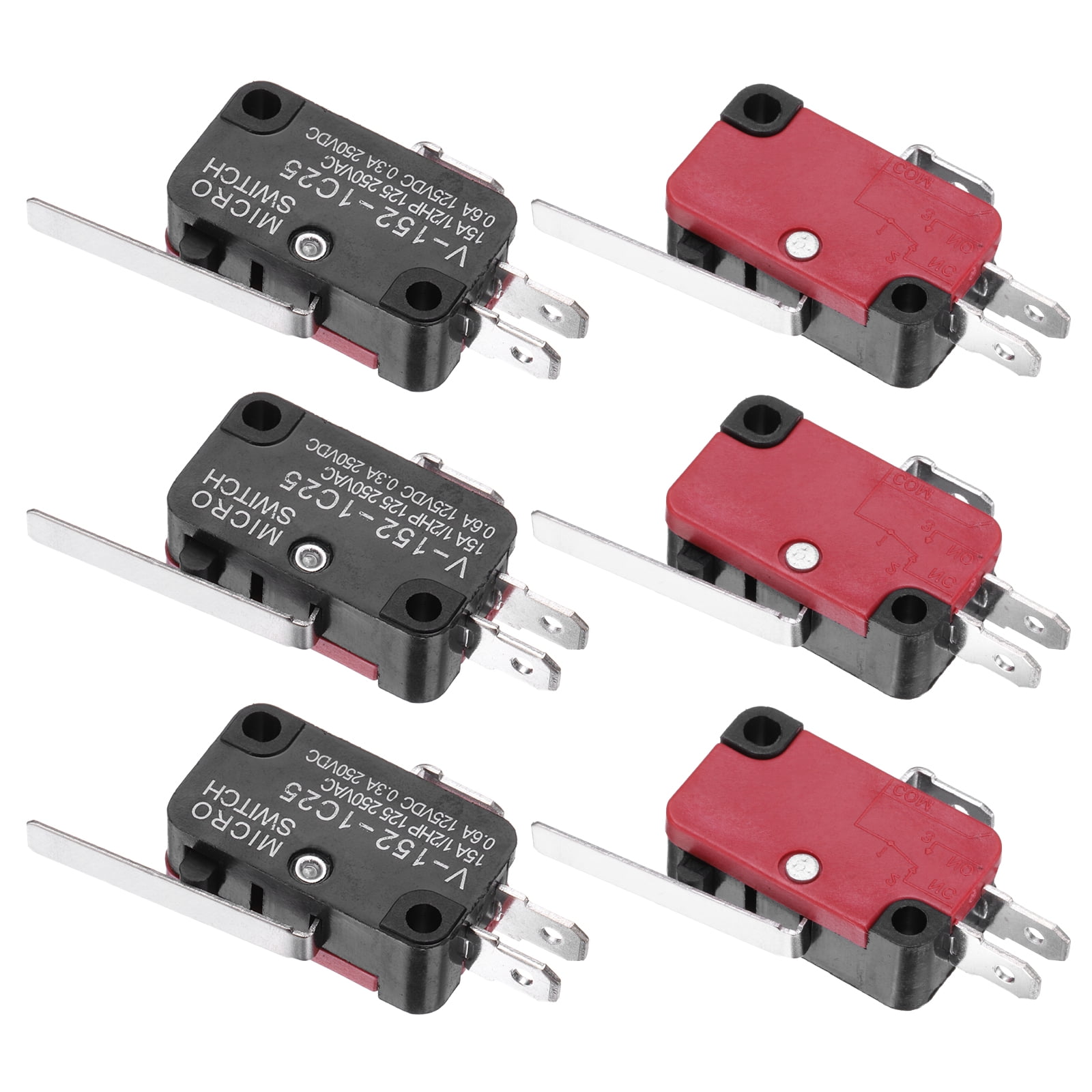 6Pcs V-152-1C25 1NO + 1NC Micro Limit Switch 15A 125/250VAC Waterproof Miniature Micro Switches ...