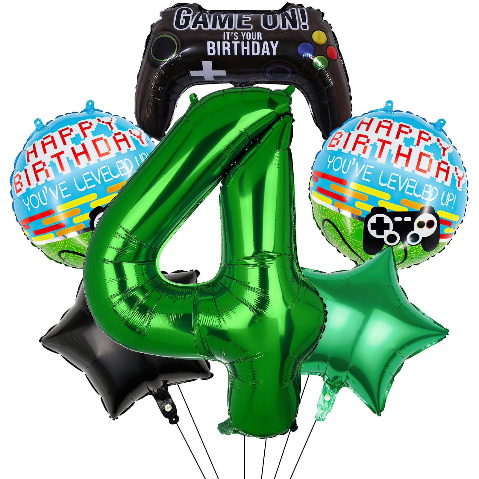 6Pcs Video Game CORNET Balloons, Video Game Controller Birthday Number ...