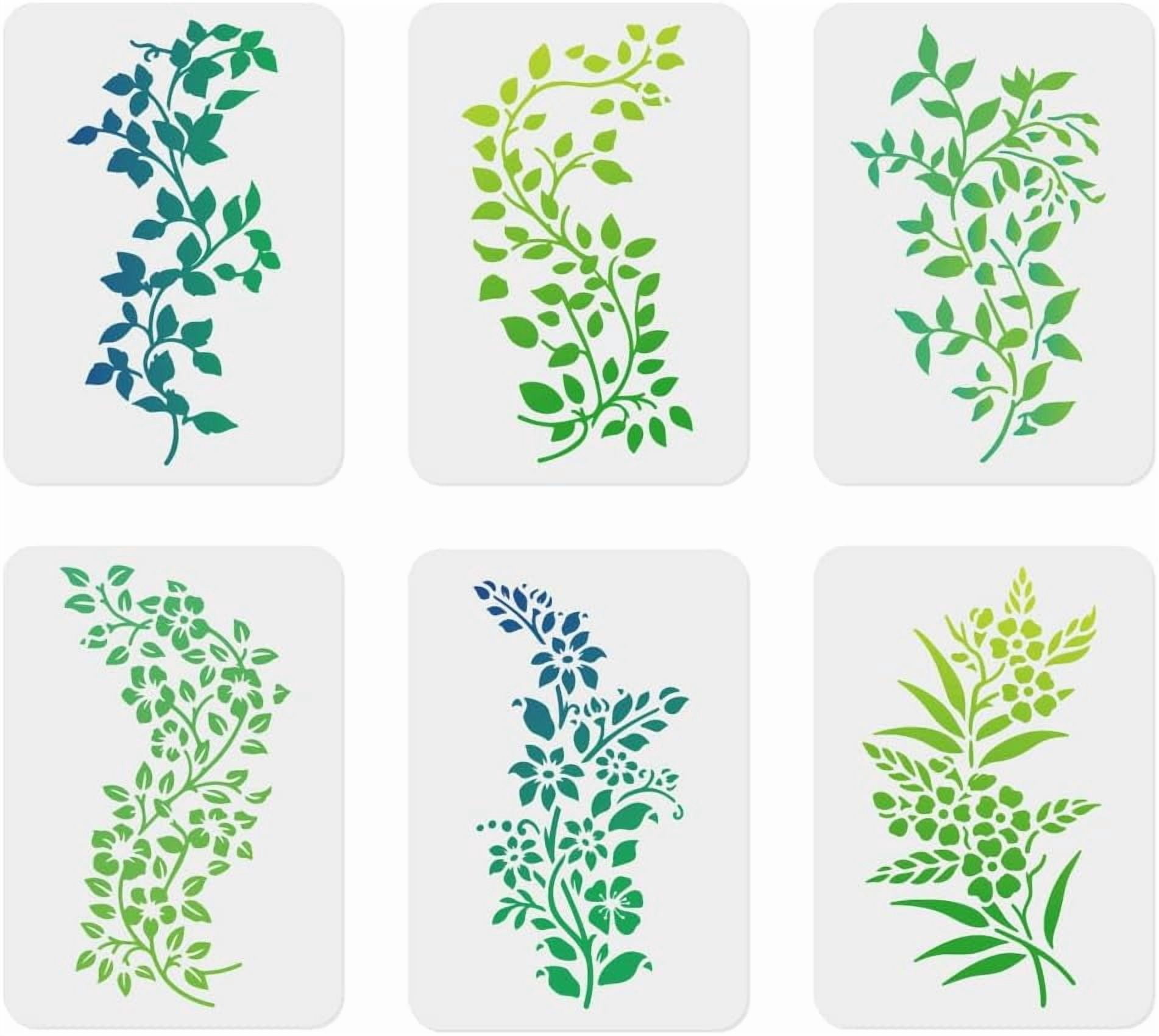 6Pcs Vine Leaves Wall Stencil Templates 11.7 x 8.3 Inch Reusable ...