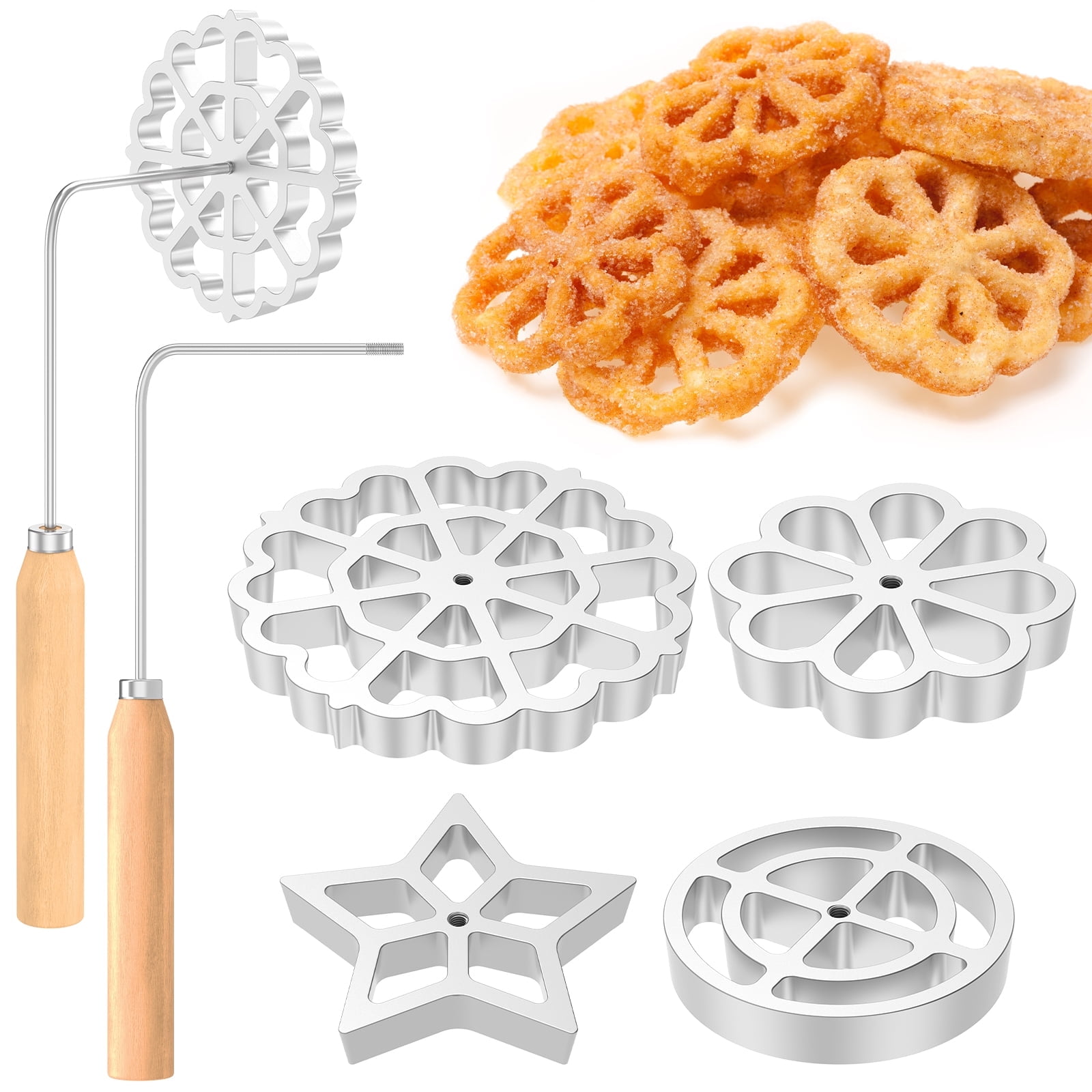 6Pcs Waffle Rosettes Molds Aluminum Alloy Rosettes Cookie Molds Easy to ...