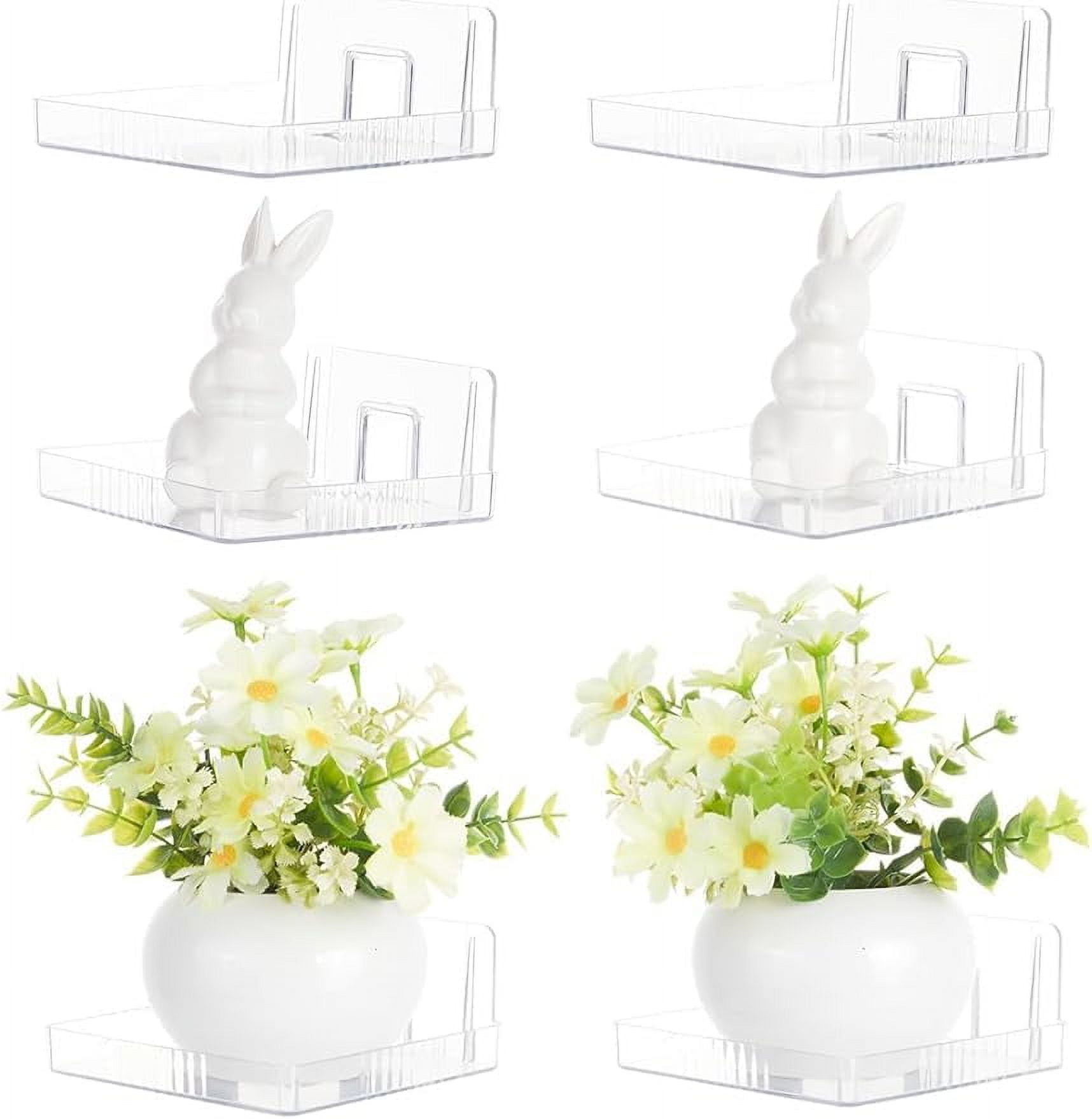 6Pcs Wall Shelves Transparent Plastic Wall Mounted Display Stands ...