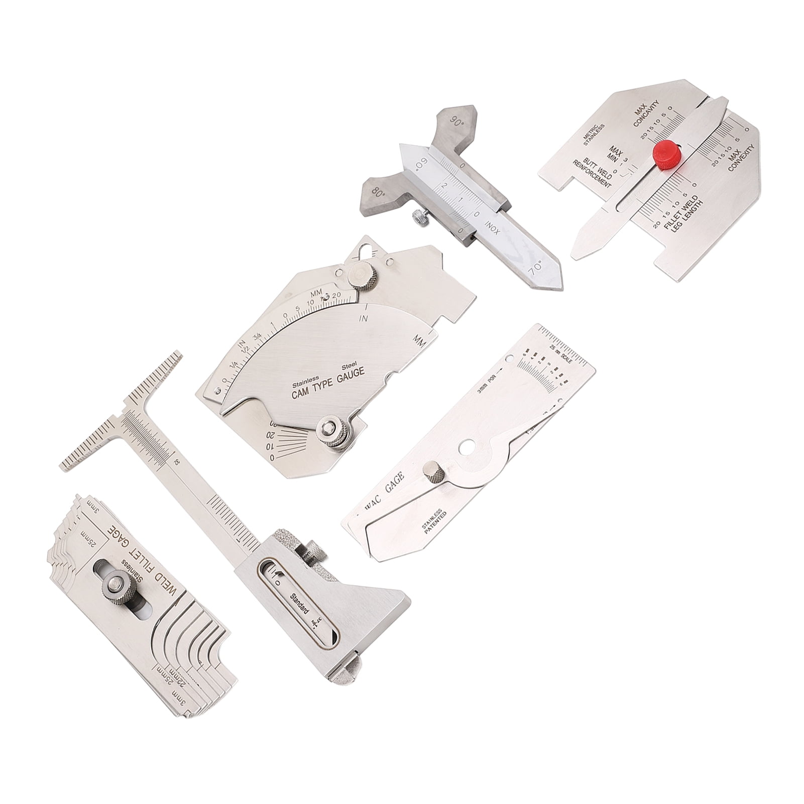 6Pcs Weld Gauge Set Fillet Include Hi Lo Porosity Undercuts Checking ...