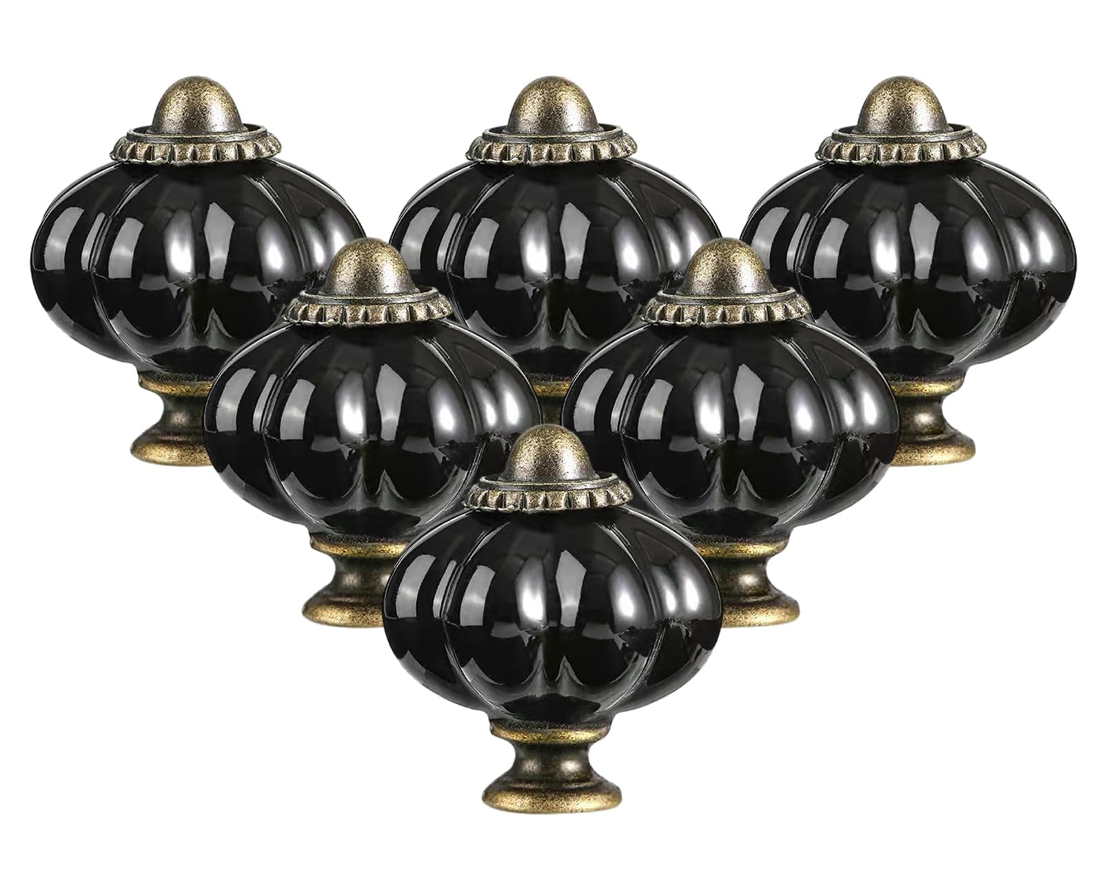 6Pcs White Pumpkin Knobs Vintage Ceramic Cabinet Knobs Retro Dresser ...