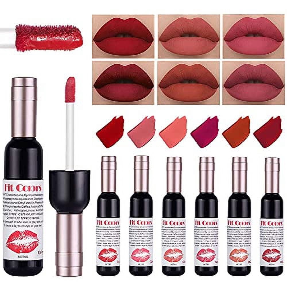 6Pcs Wine Lip Tint, Matte Lipstick Lip Stain Set Long Lasting ...