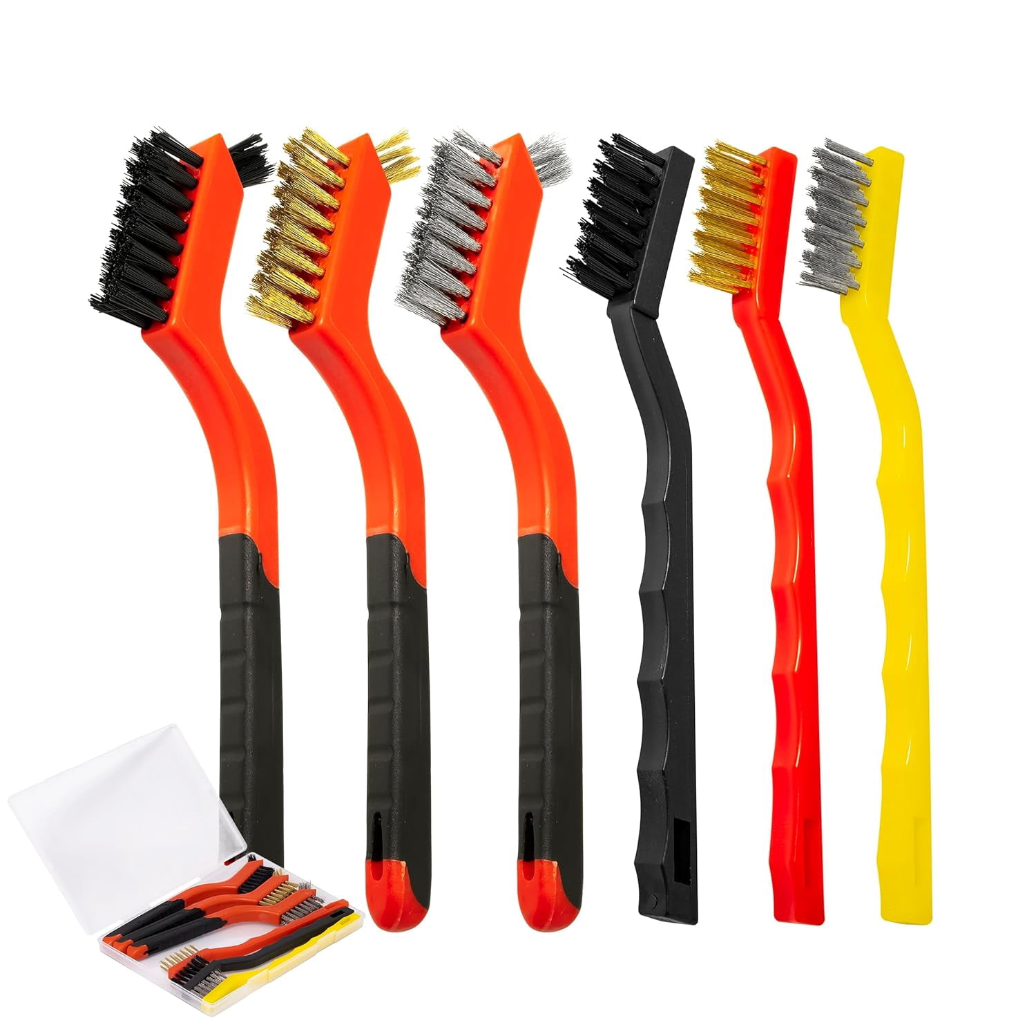 6Pcs Wire Brush Set, Stainless Steel/ Brass/ Nylon Bristle Brushes for ...