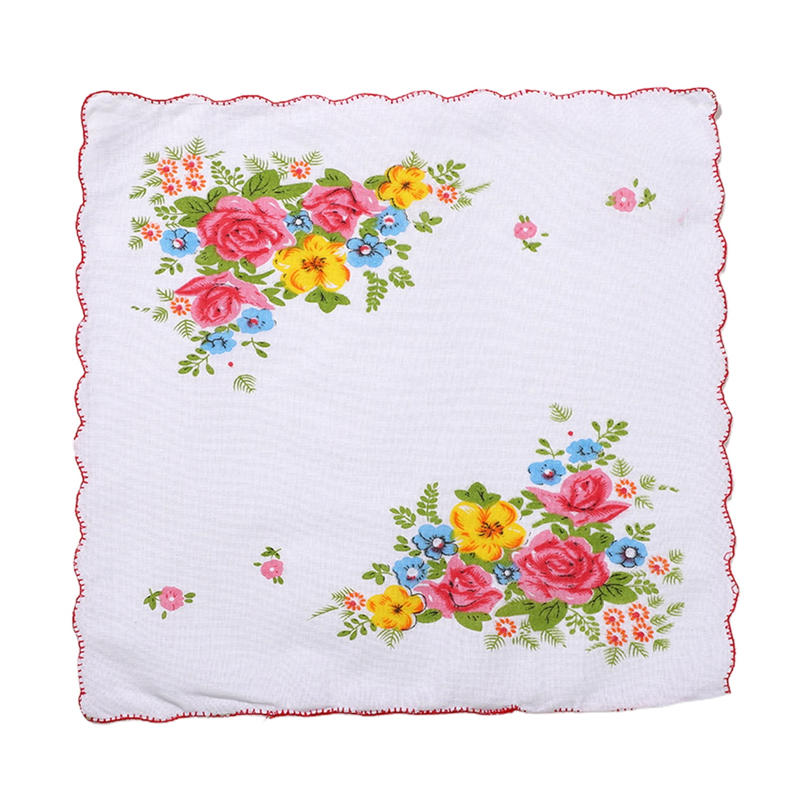 6Pcs Women Floral Handkerchiefs Pocket Handkerchief Natural Cotton ...