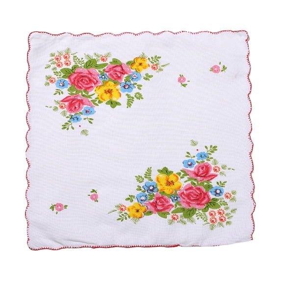 6Pcs Women Floral Handkerchiefs Pocket Handkerchief Natural Cotton ...