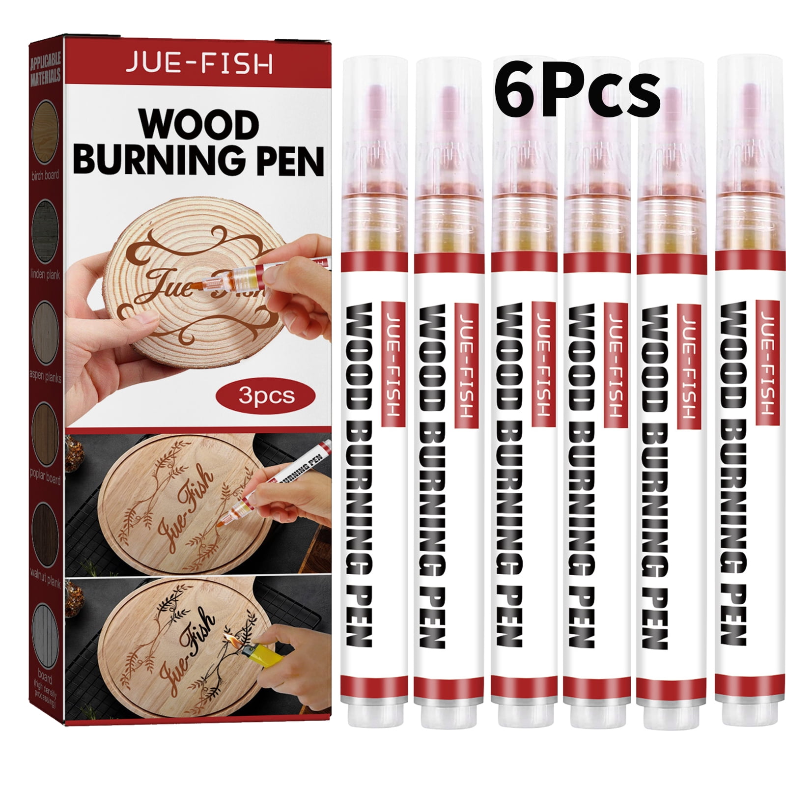 6Pcs Wood Burning Pen, DIY Burning Tool Kit Craft Set, Charring Pen ...