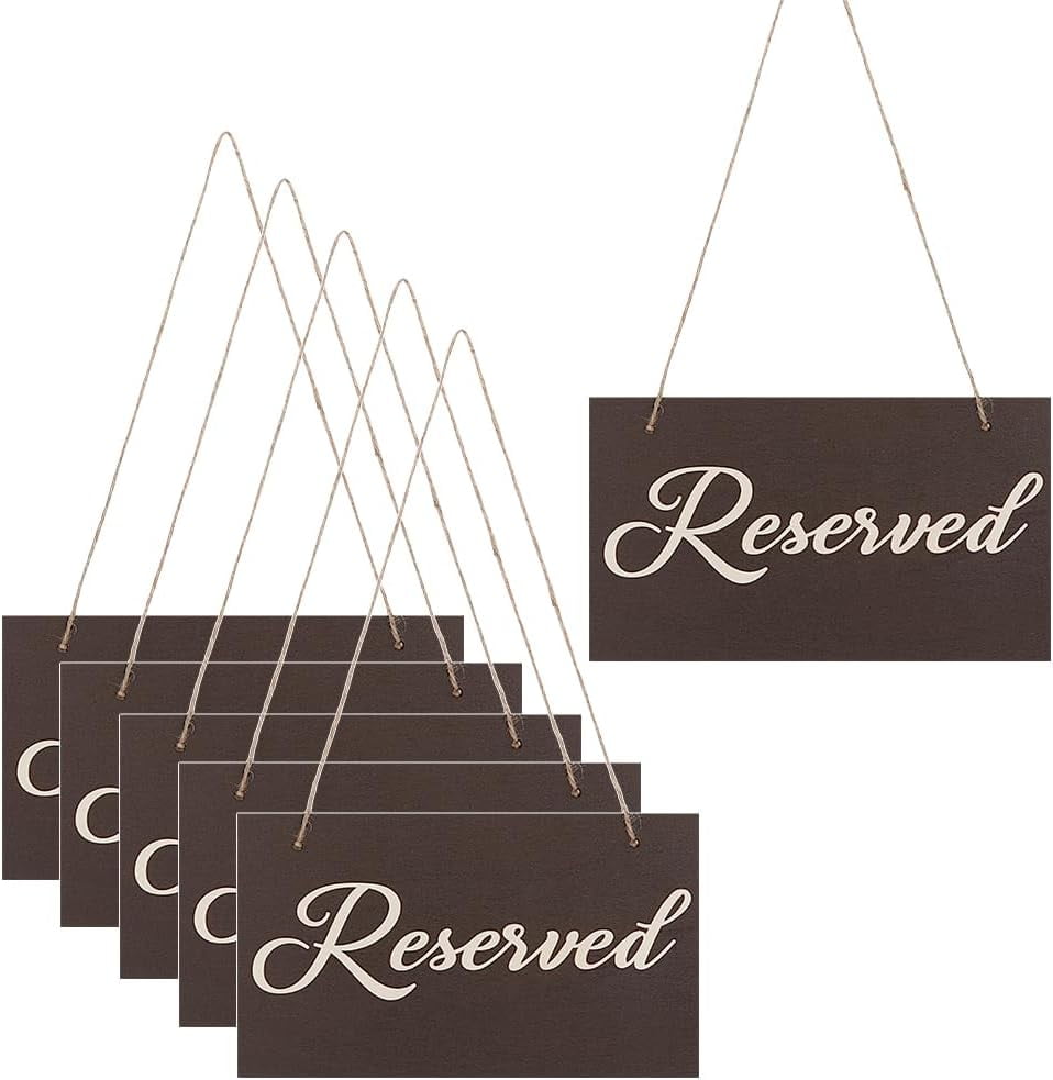 6Pcs Wood Hanging Reserved Signs 8.7x5.1 Inch Reserved Seating Signs ...