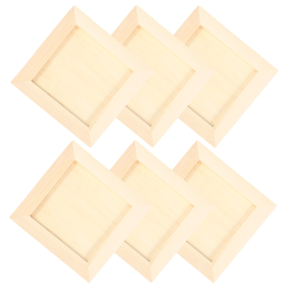 6Pcs Wood Photo Frames Desktop Wood Frames Painting Blank Clay Frames ...
