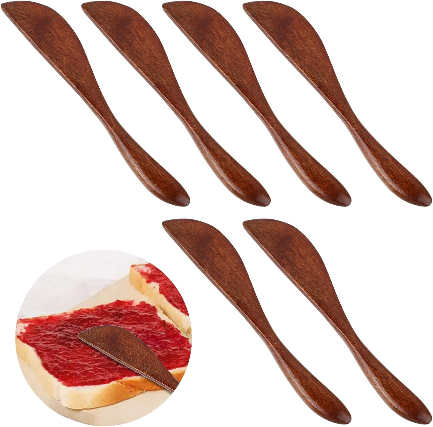 6Pcs Wooden Butter Knife, 5.9 Inch Jelly Cheese Spreaders Jam Sandwich ...