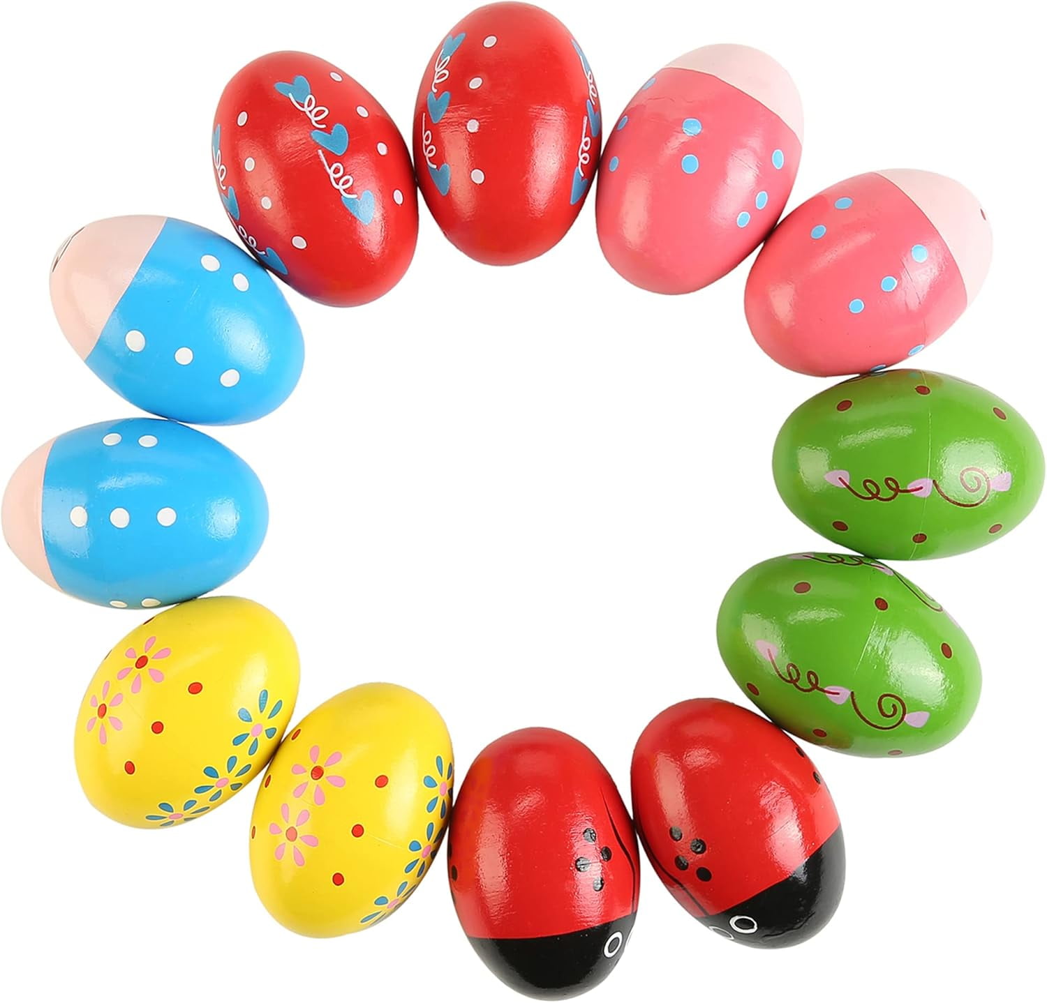 6Pcs Wooden Egg Shakers Hand Musical Maracas Percussion Instruments ...
