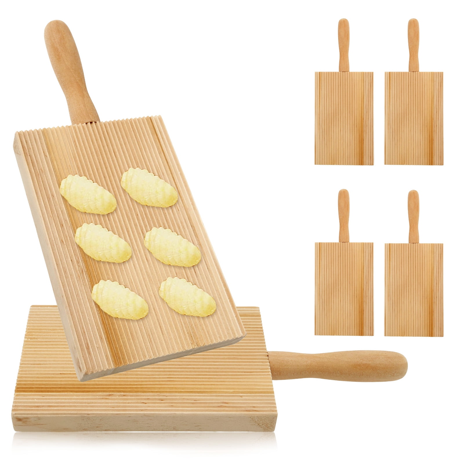 6Pcs Wooden Gnocchi Boards With Ridged Texture Reusable Cavatelli Pasta ...