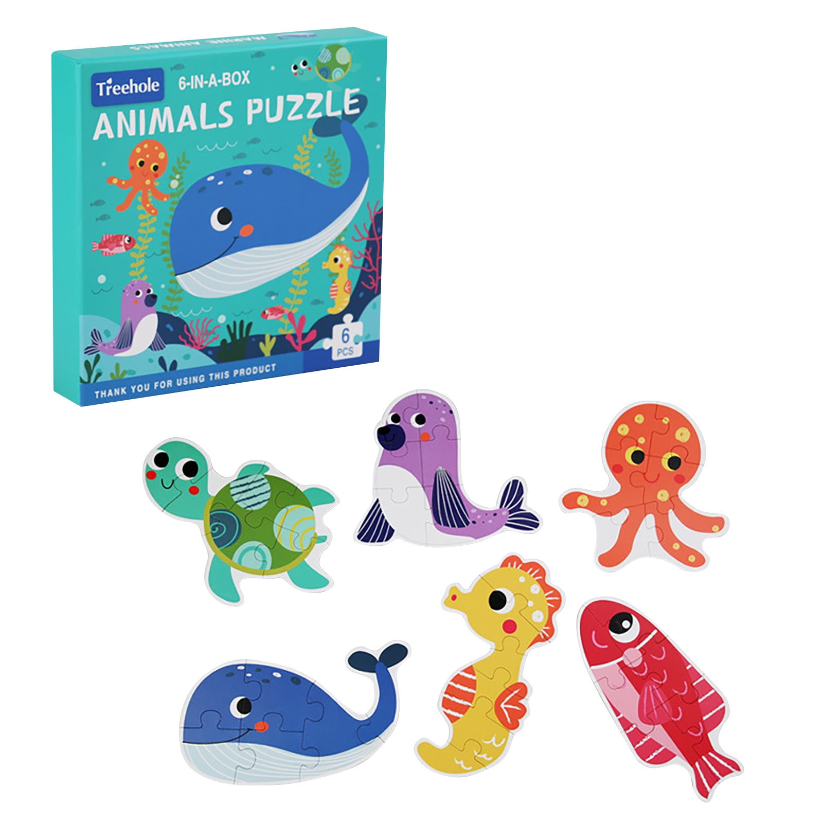 6Pcs Wooden Jigsaw Puzzles, , Animal Jigsaw Puzzles Educational Toys ...