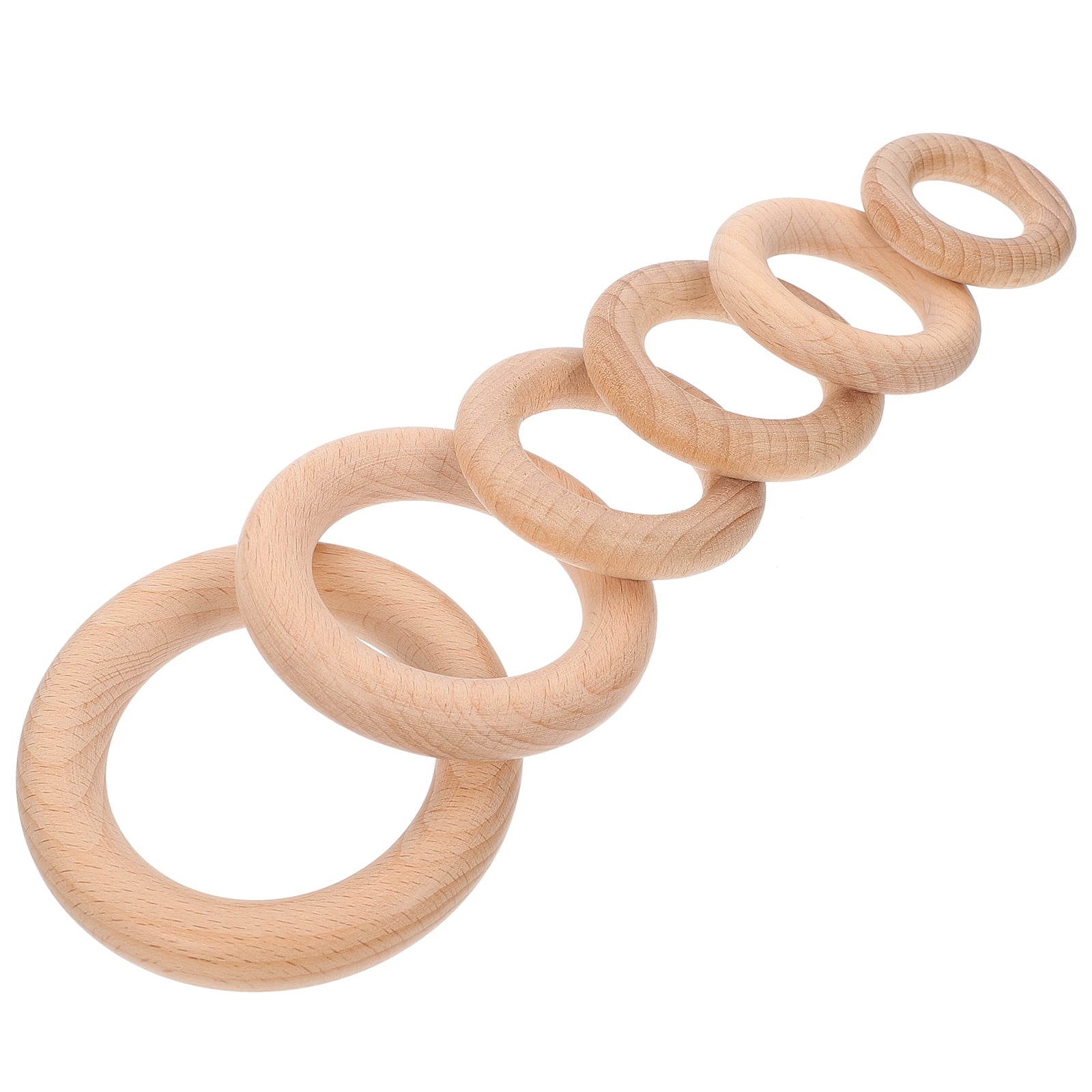 6Pcs Wooden Rings Wood Ring Round Circles for DIY Baby Infants Teething ...