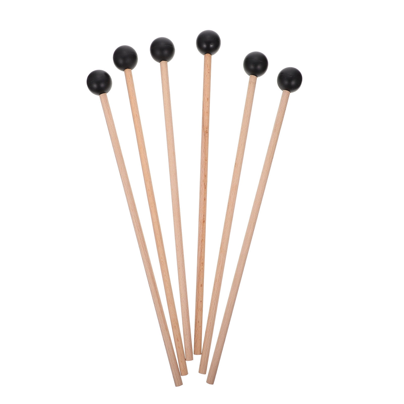 6Pcs Black Rubber Mallets for Practice with Durable Percussion Sticks ...
